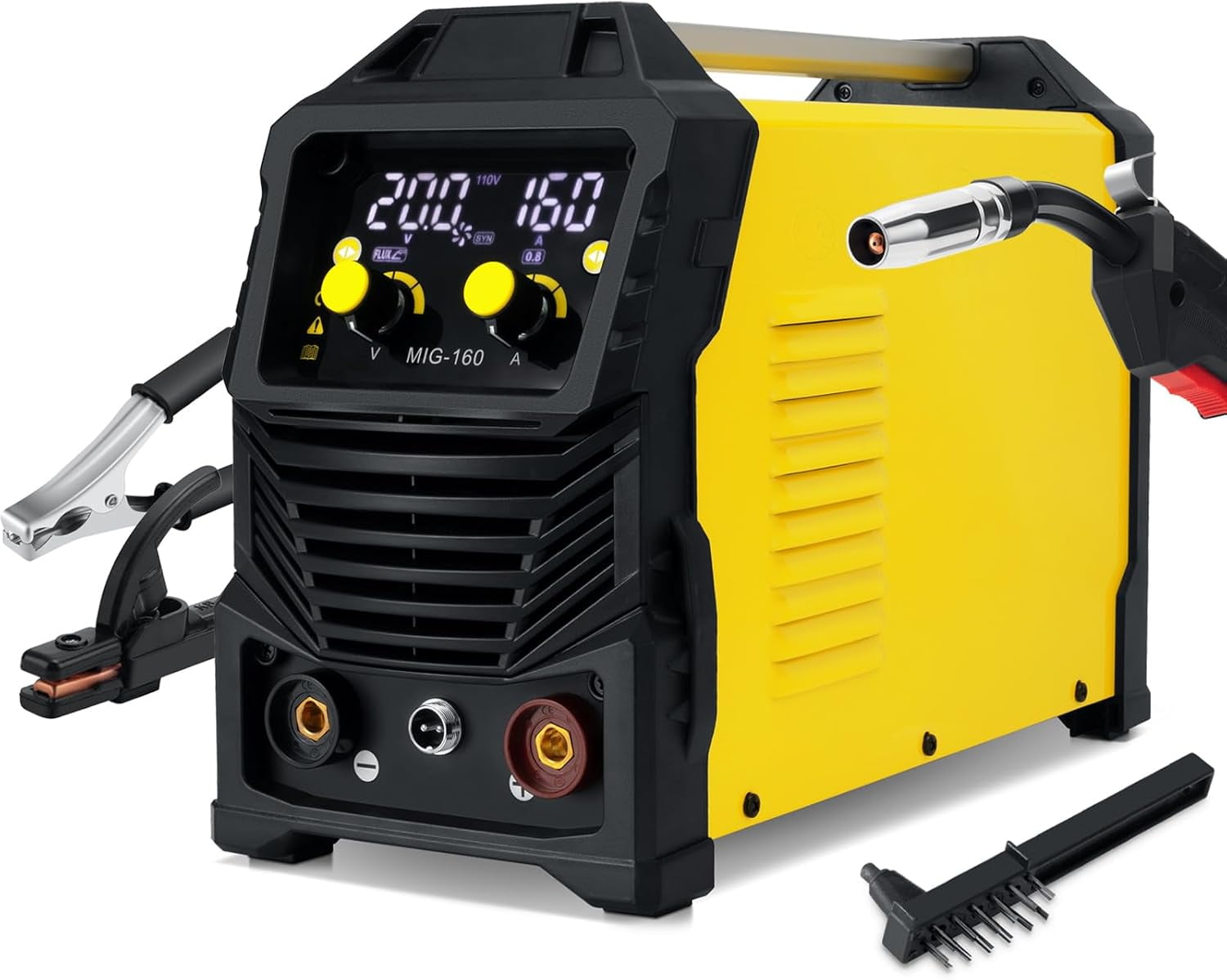 160A MIG Welder, 110V/220V Synergic Control Flux Core Welder Flux MIG ...