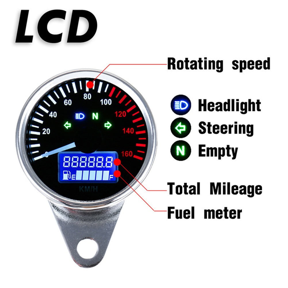 160KM/H Motorcycle Digital LED LCD Speedometer Tachometer Speed Gauge ...