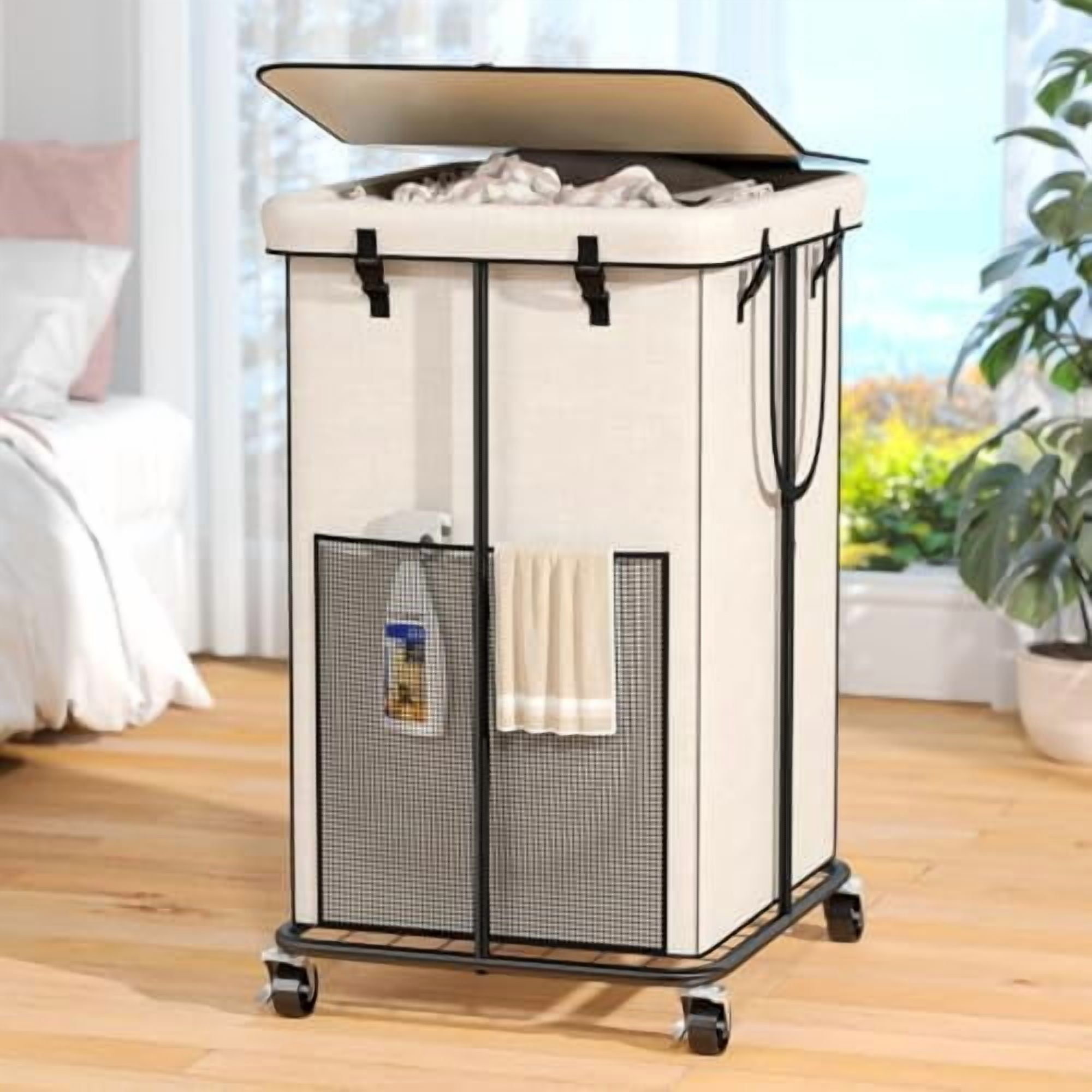 160L Laundry Hamper with Lid, Rolling Laundry Basket with Wheels, Large ...