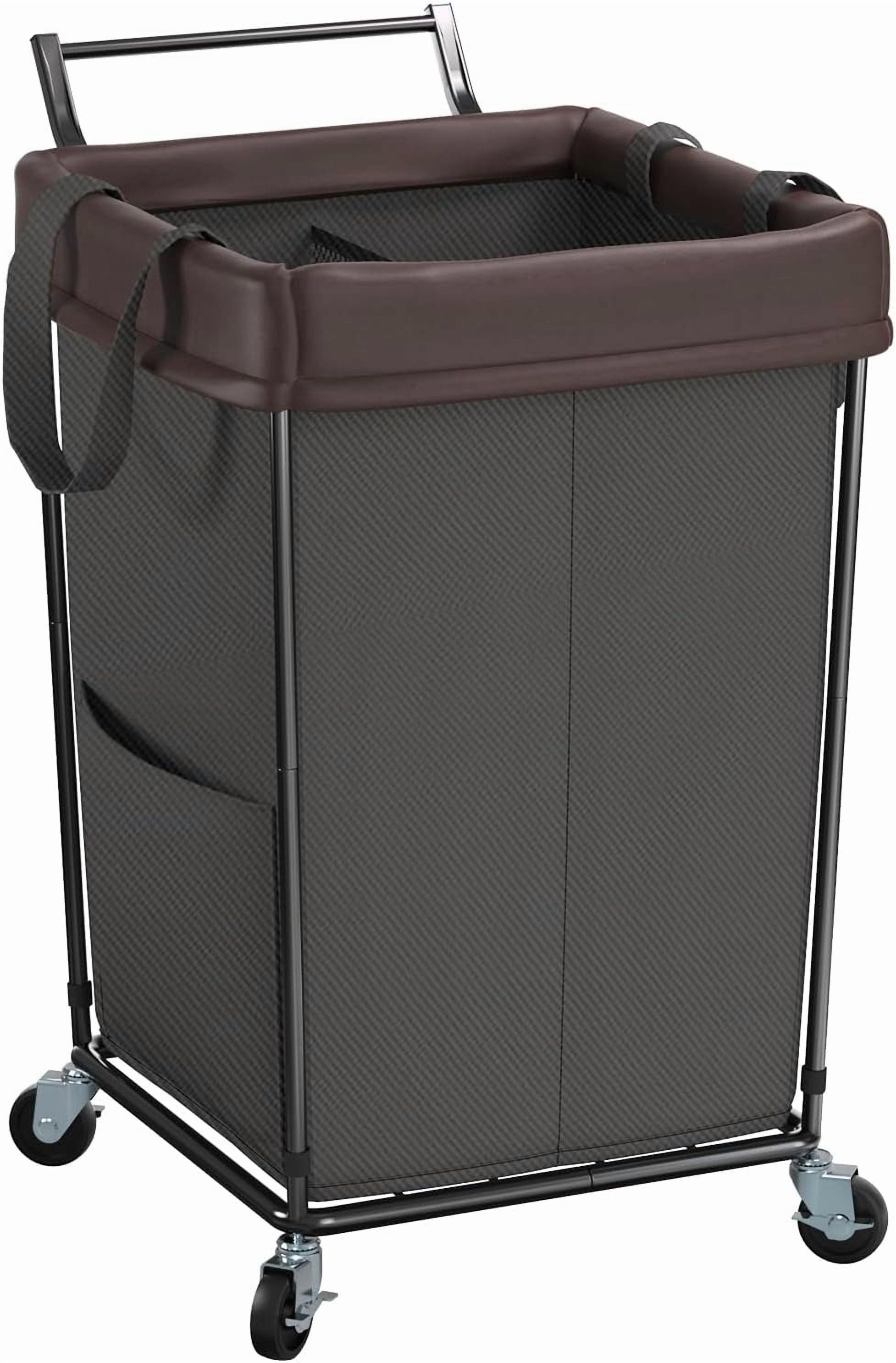 160L Laundry Hamper with Wheels and Handle, 2 Section Large Rolling ...