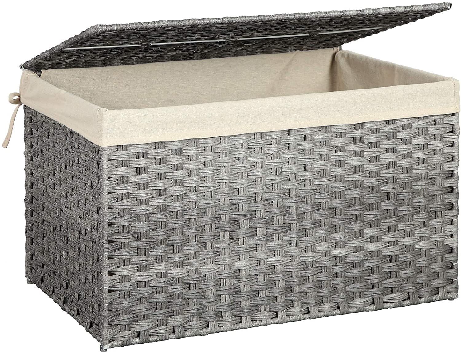 SONGMICS, 160L Storage Basket, Gray, Foldable with Lid Handles ...