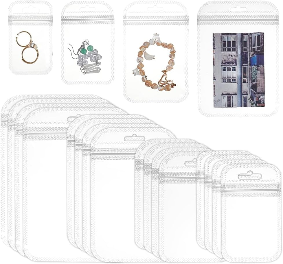 160PCS 4Styles Transparent Plastic Zip Lock Bags Clear Plastic Zipper ...