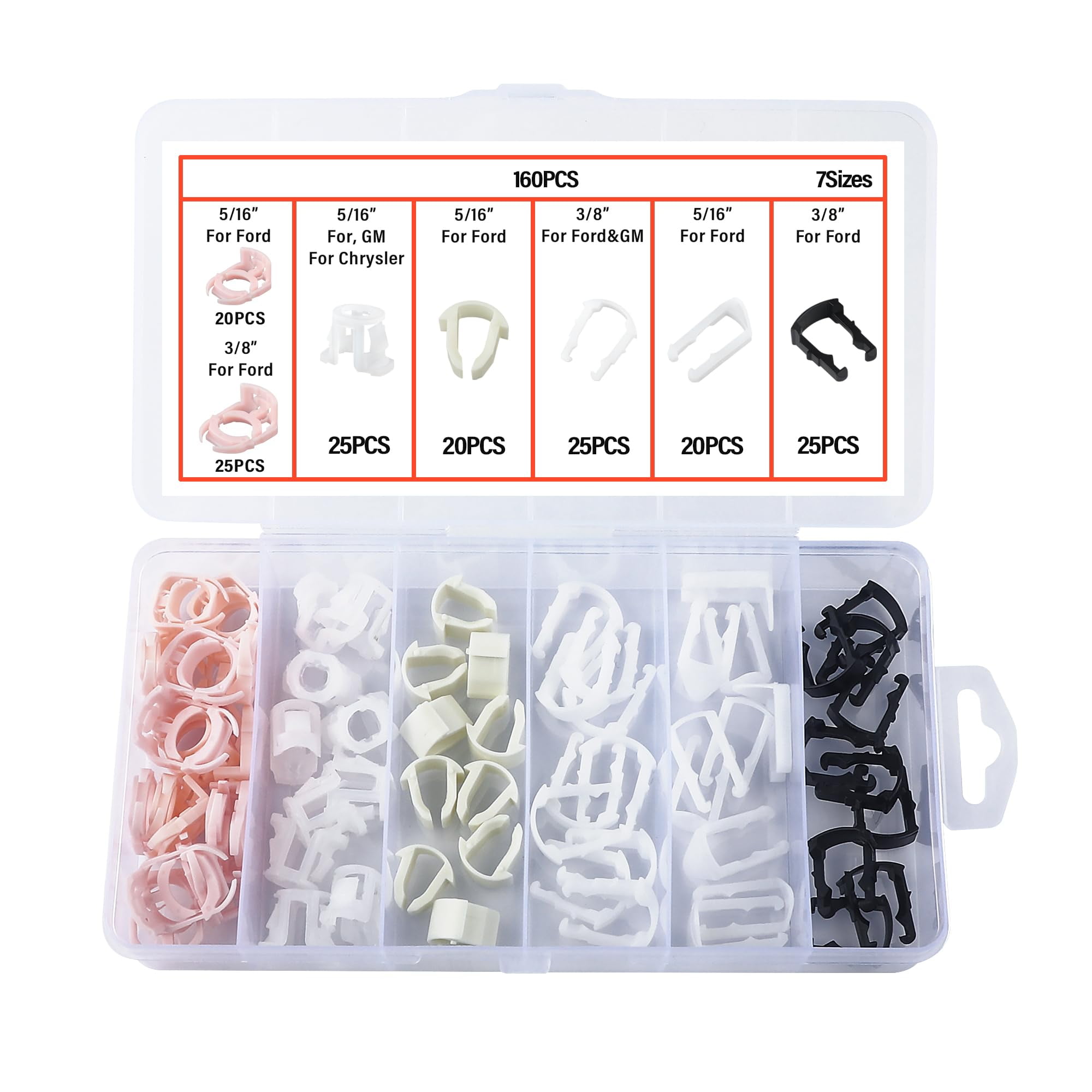 160PCS Car Fuel Line Clips,7 Size Nylon Fuel Line Repair Kit ...