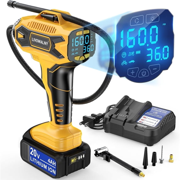 160PSI Cordless Tire Inflator Air Compressor Compatible With Dewalt 20V ...