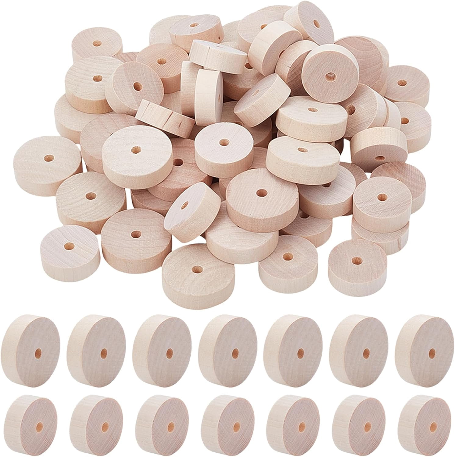160Pcs 1.1 Inch 1.4 Inch Wooden Craft Wheels 5mm Hole Unfinshed Wooden ...
