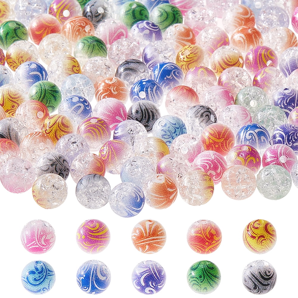 160Pcs 10 Colors Duotone Spray Painted Acrylic Beads Round Mixed Color ...