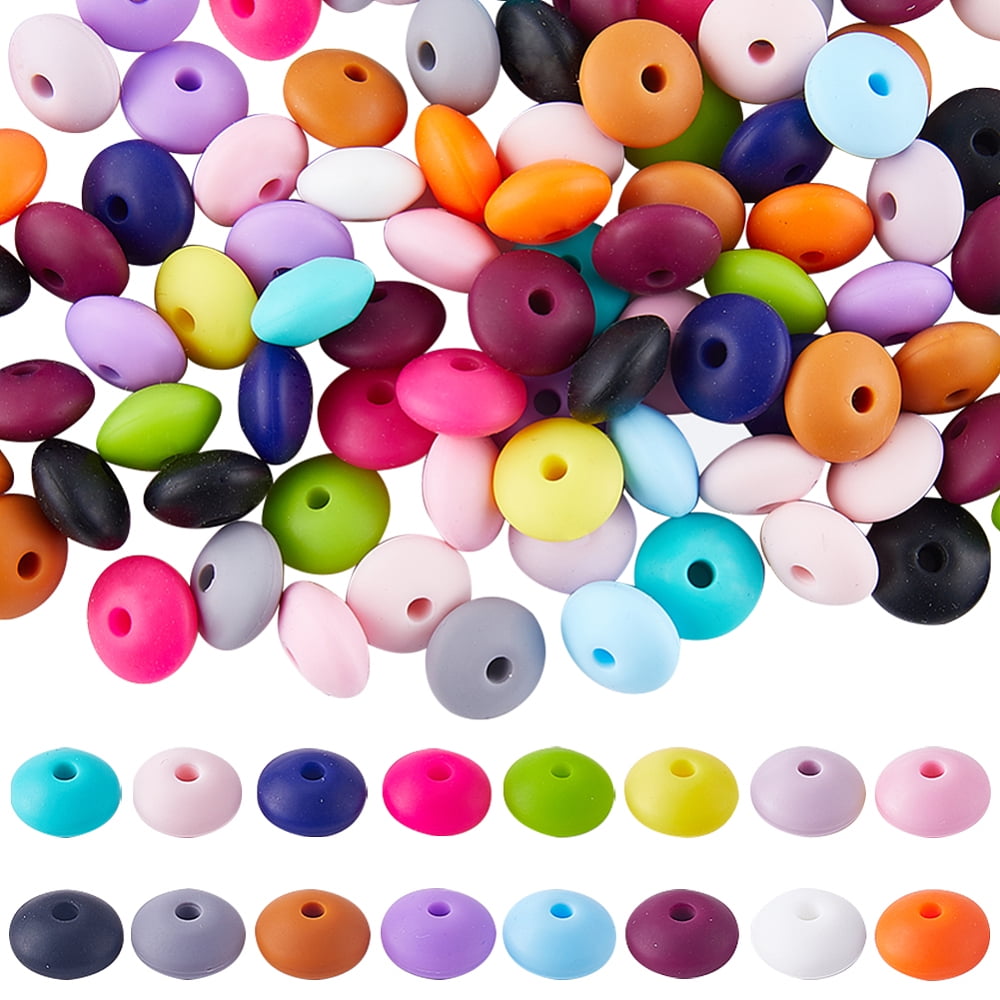 160Pcs 16 Styles Food Grade Eco-Friendly Silicone Abacus Beads Mixed ...