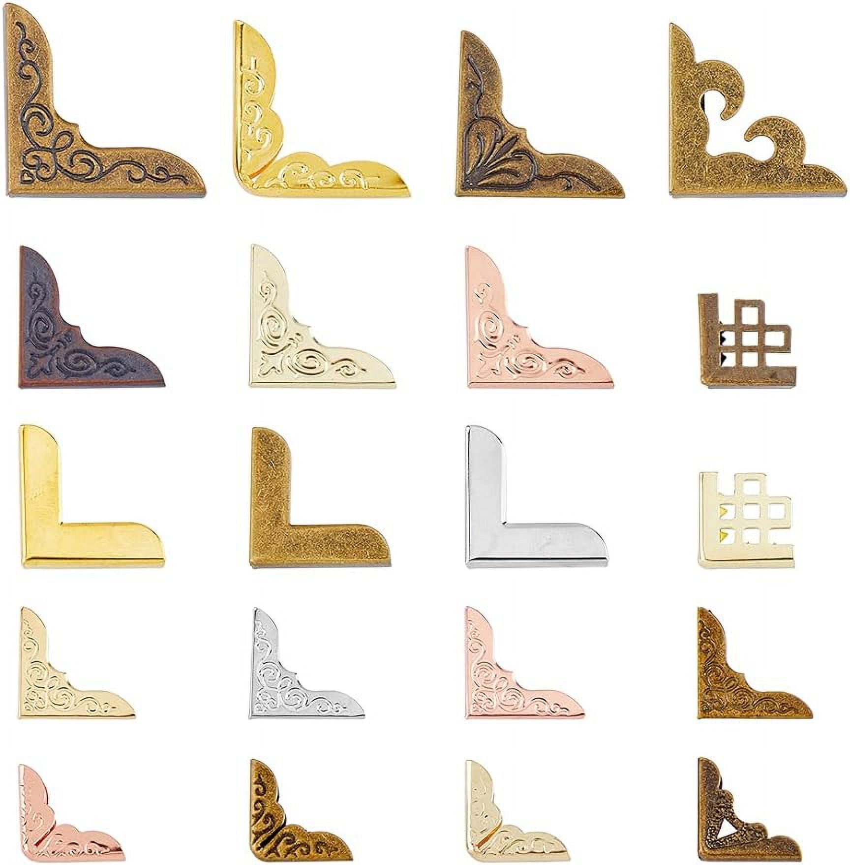 160Pcs 20 Styles Iron Book Corner Guards Vintage Metal Book Corner ...
