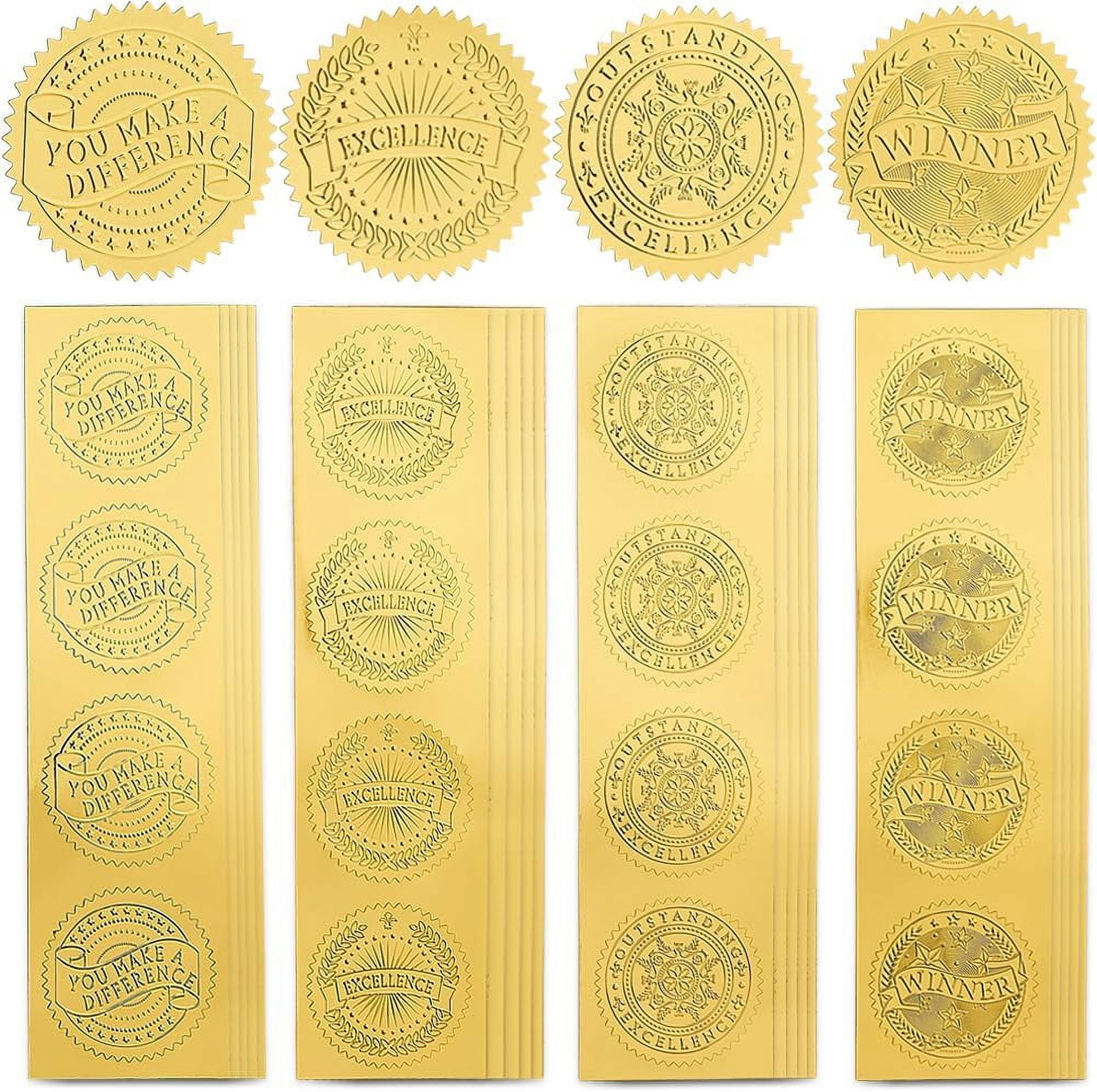 160Pcs 4 Style Gold Stickers Winner Certificate Excellence Banner ...