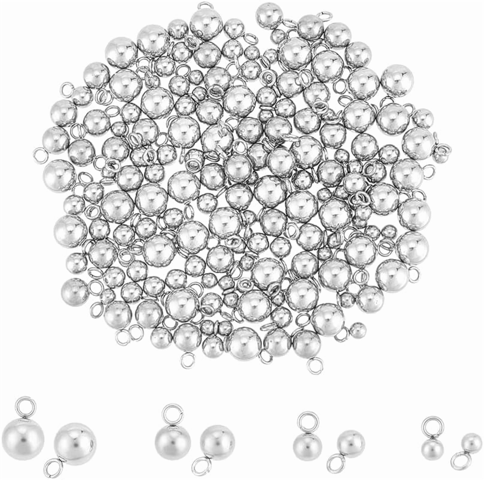 160Pcs 4 Styles 304 Stainless Steel Charms Round Pendants Small Ball ...