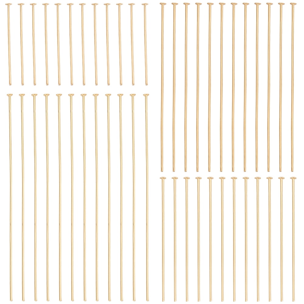 160Pcs 4 Styles Brass Flat Head Pins Long-Lasting Plated Real 18K Gold ...