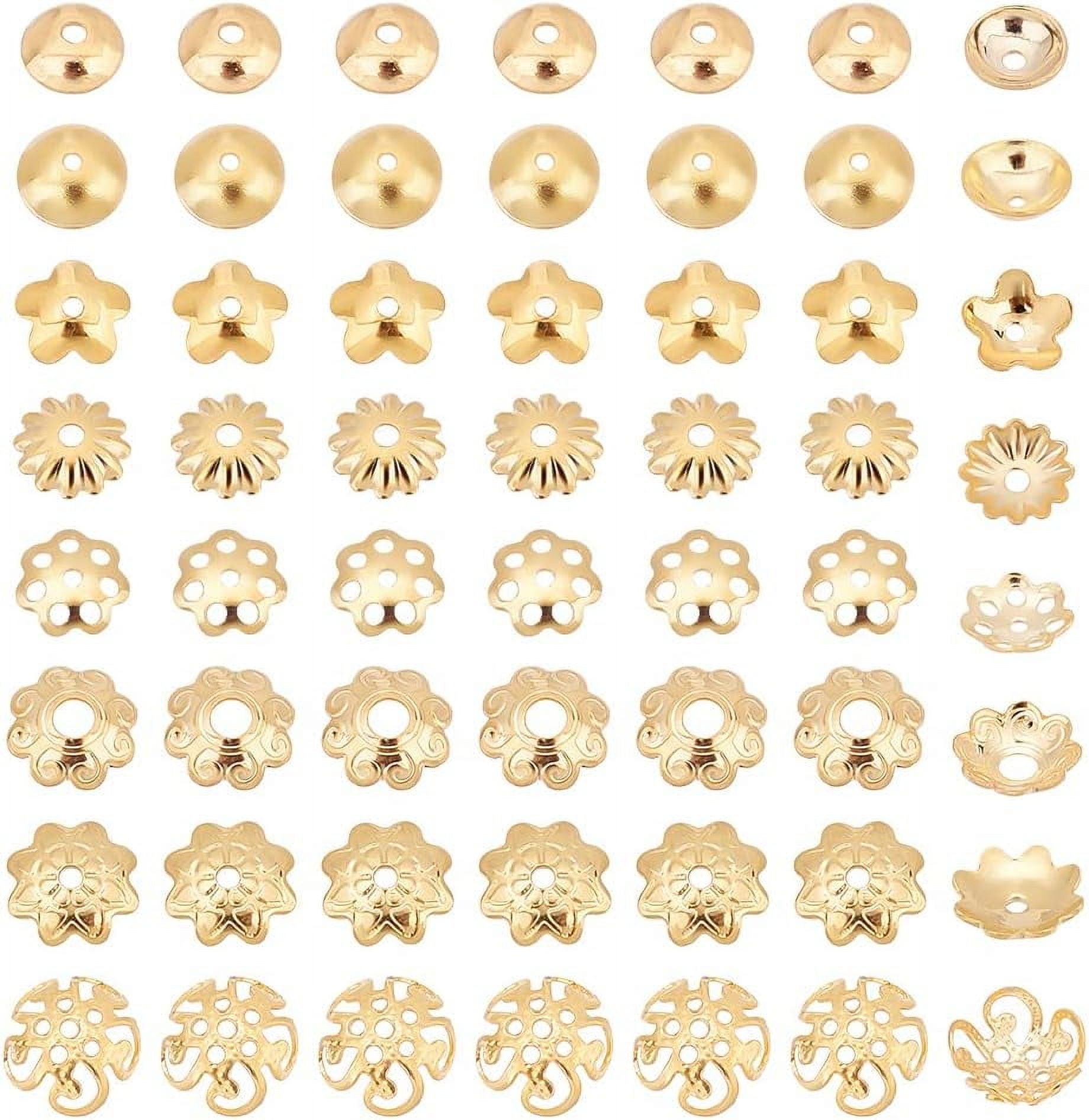 160Pcs 8 Style Bead Caps 304 Stainless Steel Bead Cap Ends Spacer Beads ...