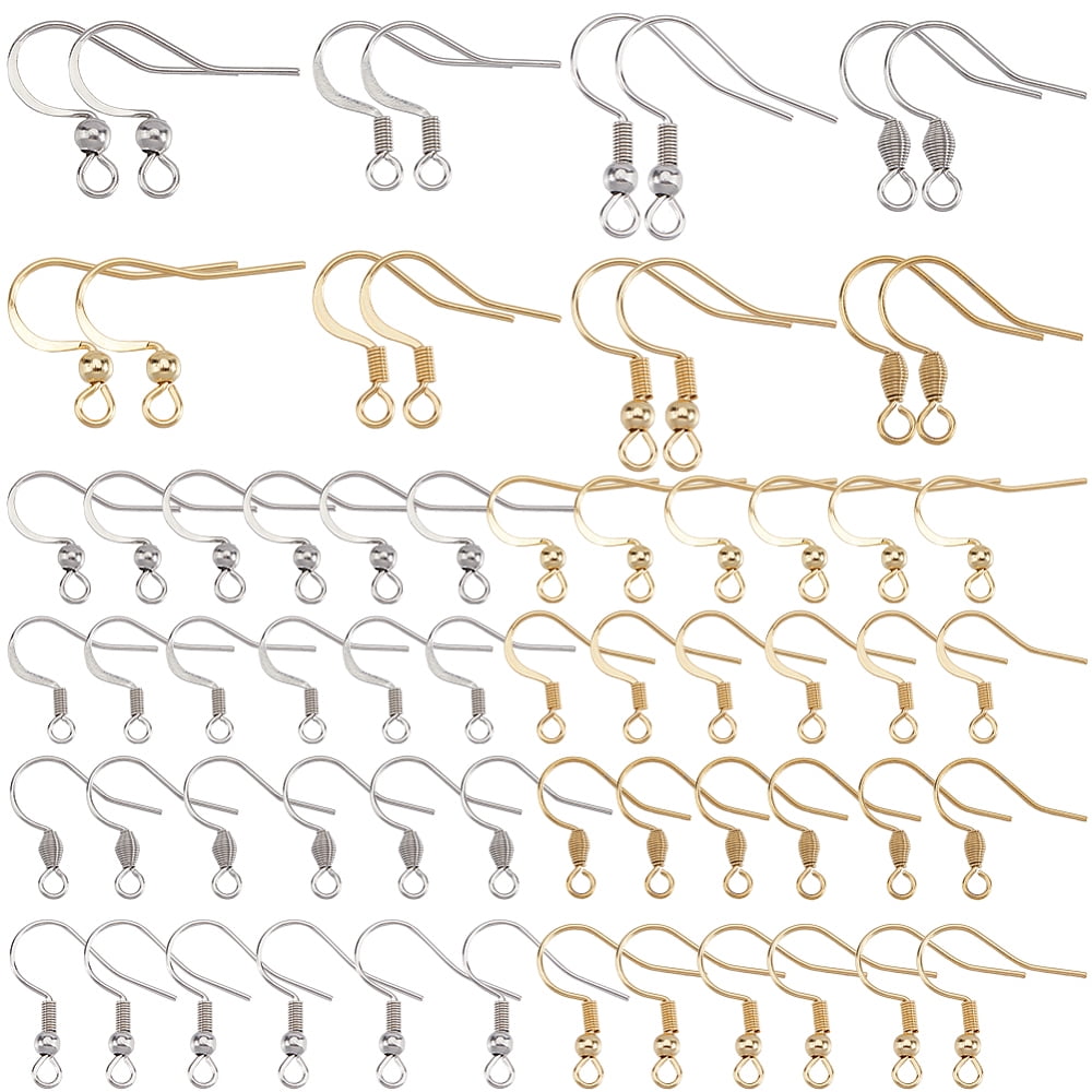 160Pcs 8 Styles 304 Stainless Steel French Earring Hooks Flat Earring ...