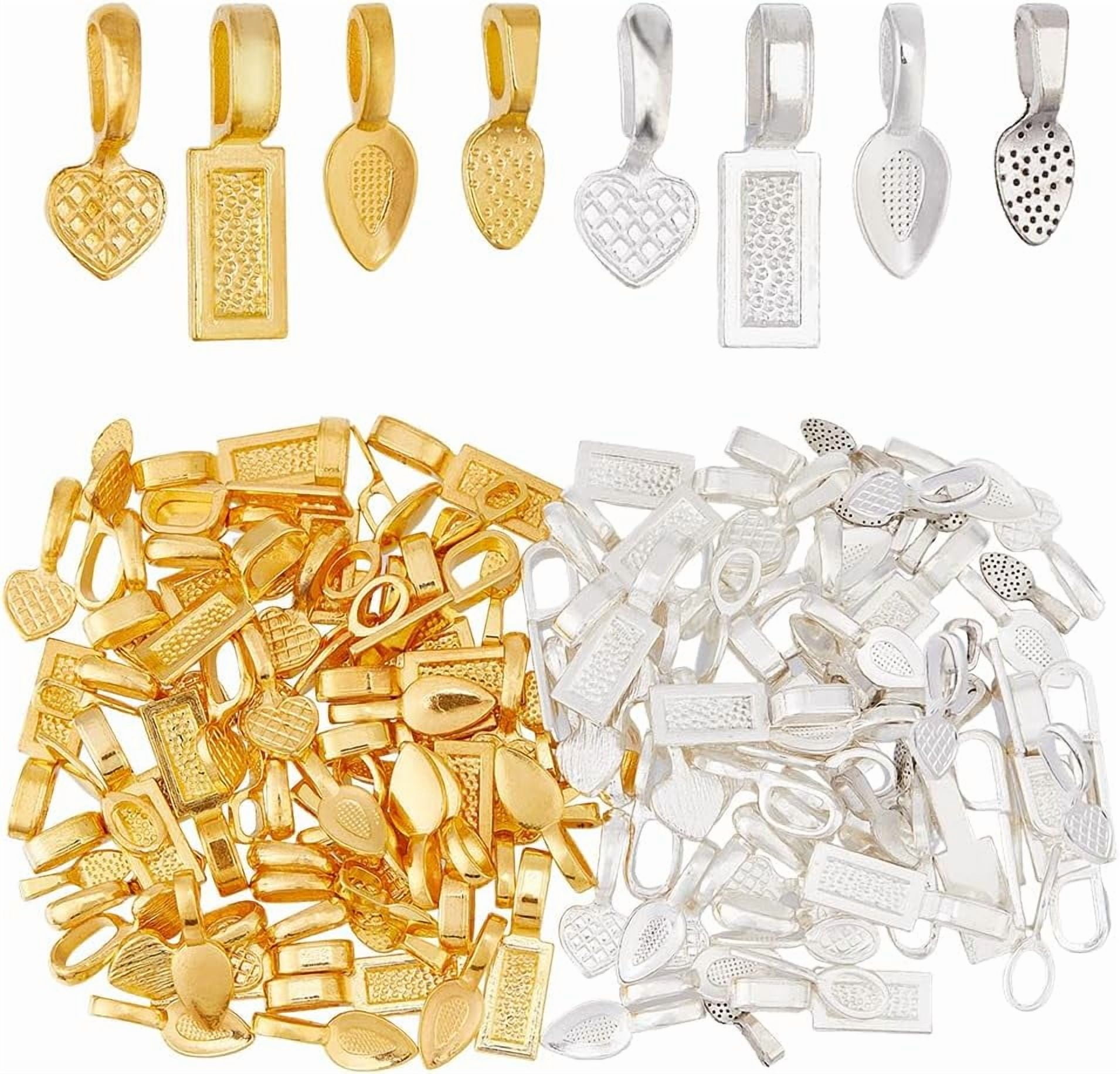 160Pcs 8 Styles Glue on Bail Pendants Small Pendant Connector Metal ...