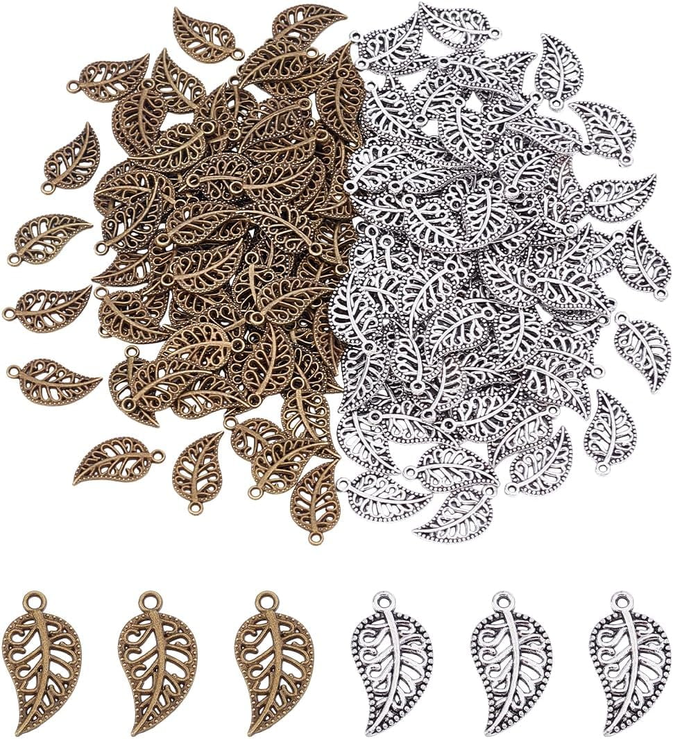 160Pcs Alloy Leaf Pendants Tibetan Style Leaf Charms Fall Leaf Pendant ...