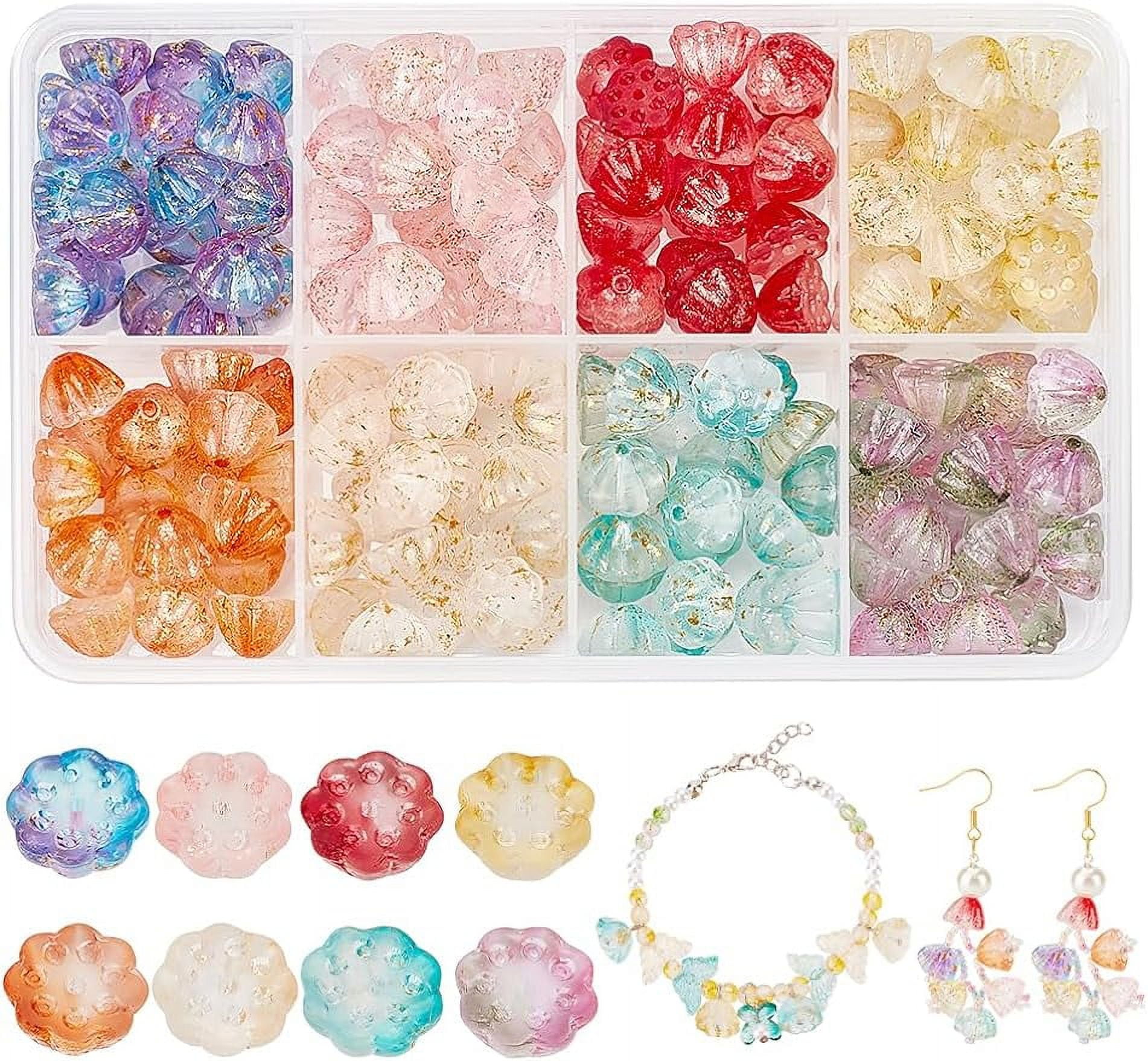 160Pcs Glass Lotus Pod Beads Transparent Crystal Beads 11x6mm Seedpod ...