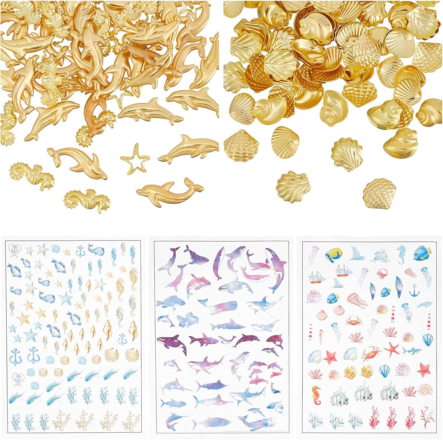 160Pcs Ocean Themed Resin Fillers 8-Style Alloy Epoxy Resin Supplies ...