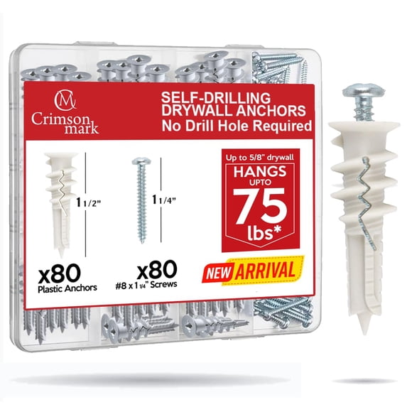 160Pcs Self Drilling Drywall Anchors and Screws kit #8 x 1-1/4”- Superb ...