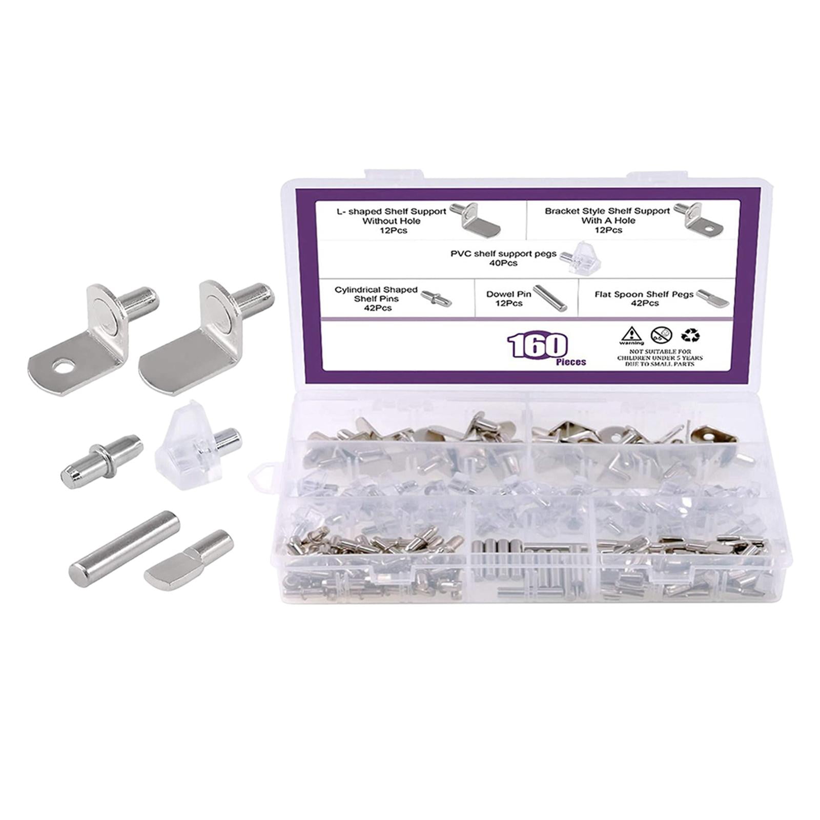 160Pcs Shelf Pins assortment set, Shelf Bracket Pegs Cabinet Furniture ...