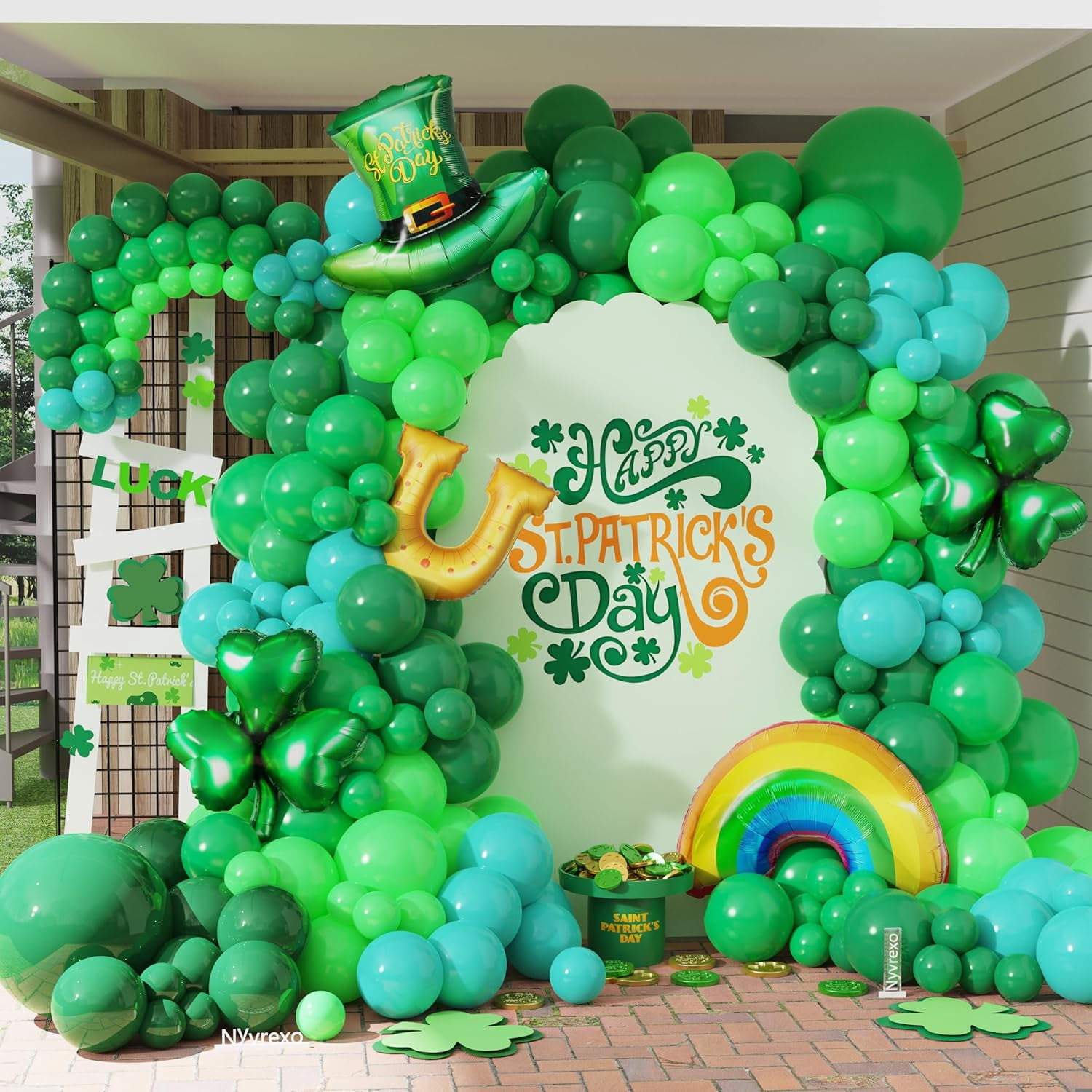 160Pcs St Patricks Day Green Balloons Arch Garland Kit with Lucky ...