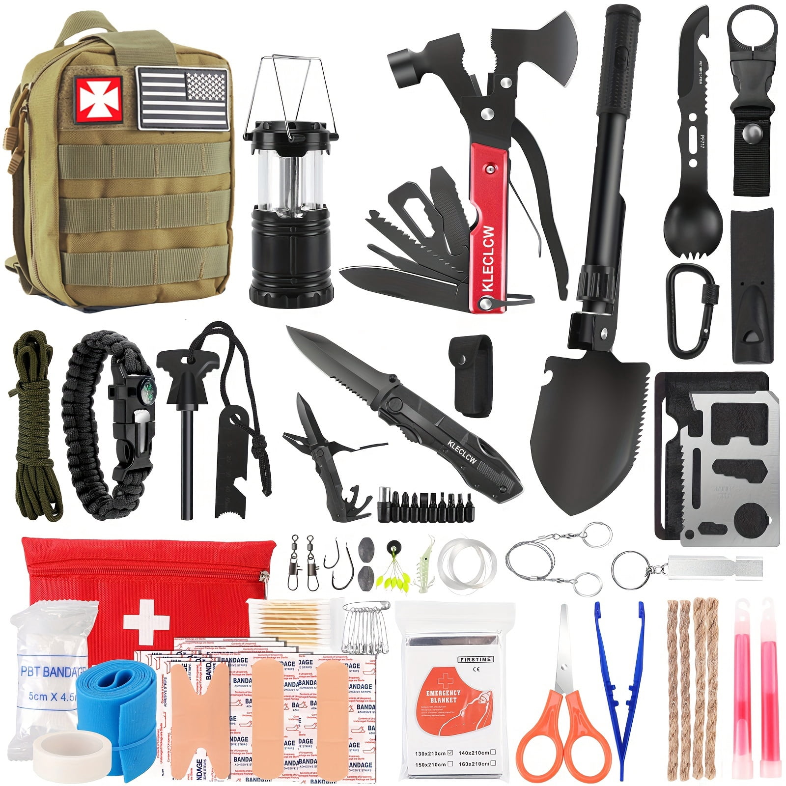 160Pcs Survival Kit and First Aid Kit - Upgraded Molle Bag, Multi ...