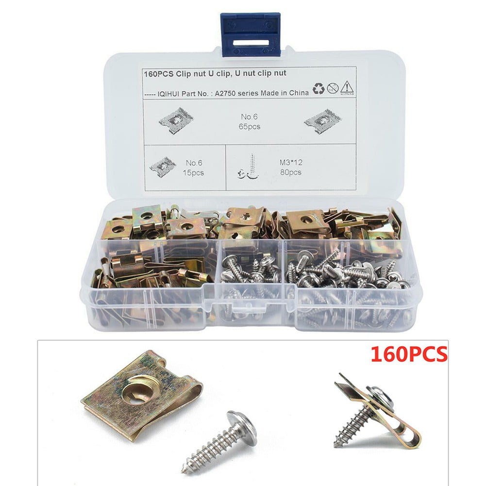 160PCS U Nuts Self Tapping Screw Spire U Clips Fit For Car Body ...
