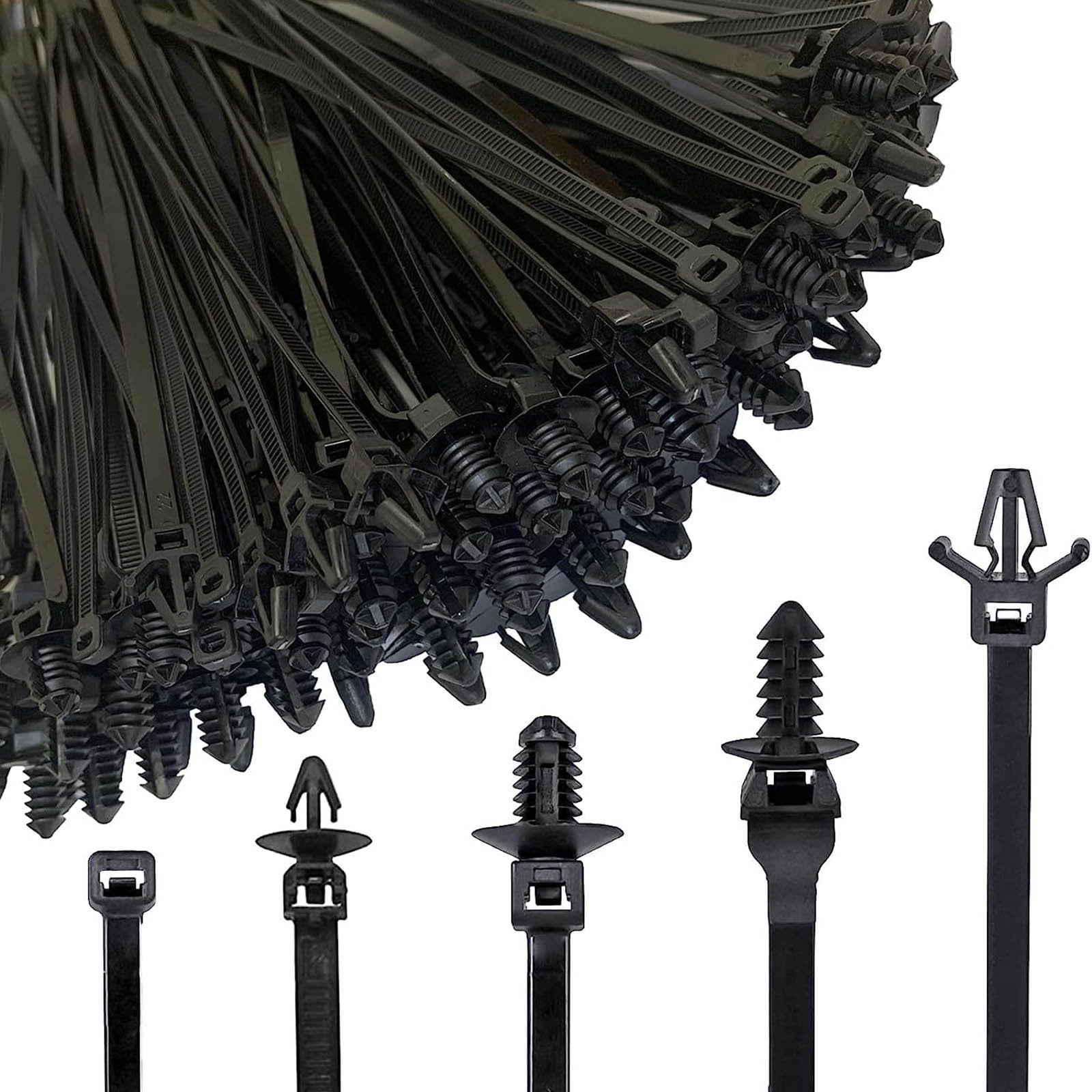 160Pcs Universal Push Mount Cable Zip Tie Compatible with Cars Boat Trailer Polaris UTV Side By ...