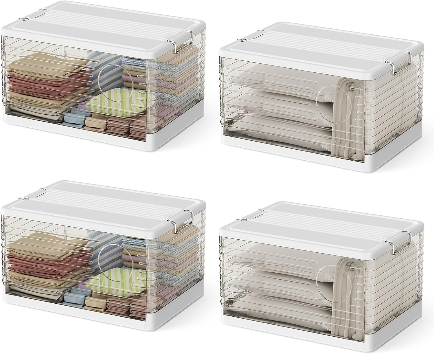 160Qt Extra Large Plastic Stackable Storage Bins with Lids, 40Gal Clear ...