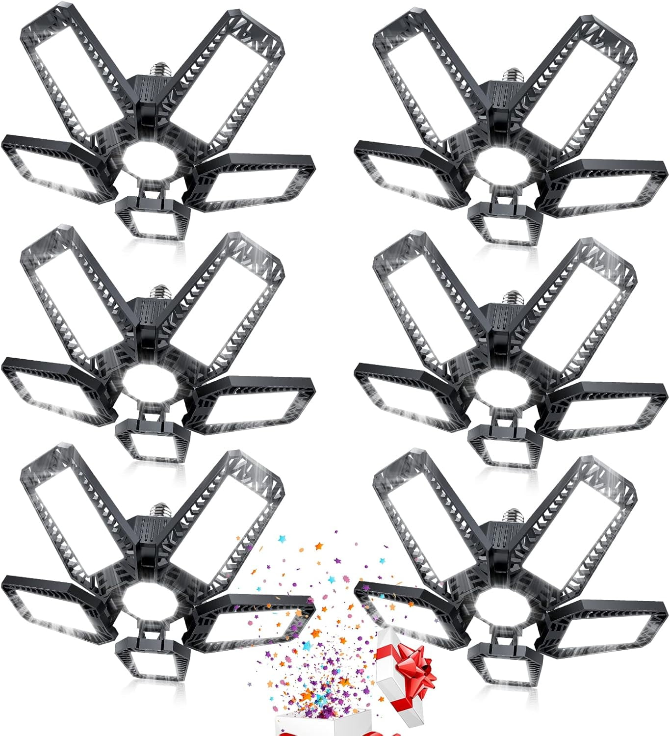 160W 16000LM 6500K LED Garage Lights with 5+1 Deformable Panels, Screw ...