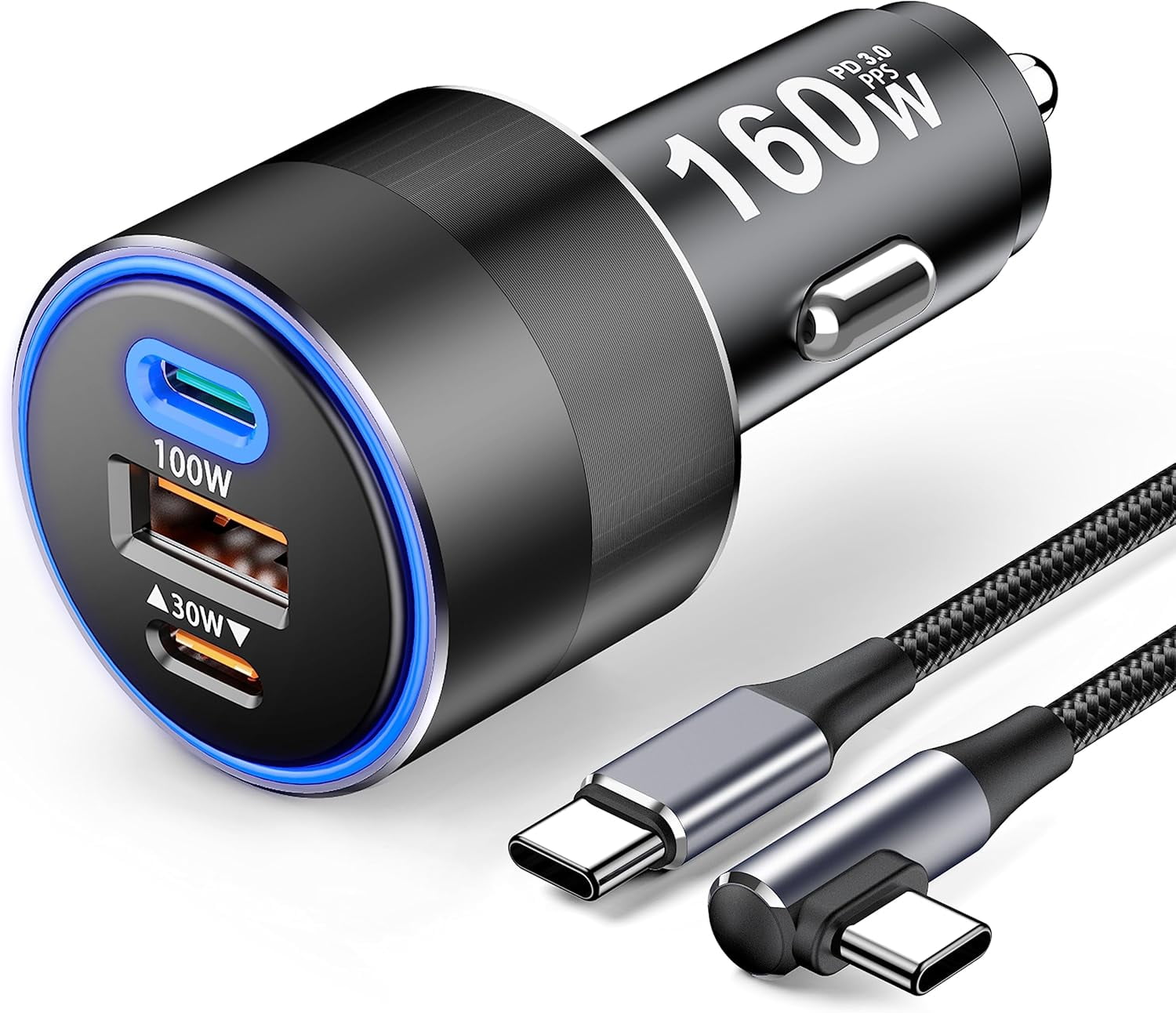 160W USB C Car Charger Fast Charging Cigarette Lighter PD3.0 100W PPS ...