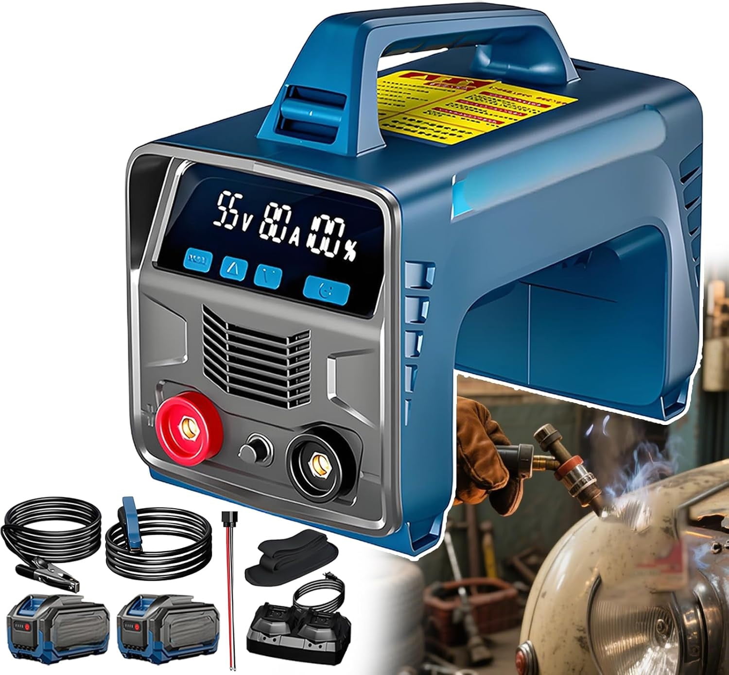 160a Battery Powered Welder Machine, 6000mah, Digital Inverter Stick ...