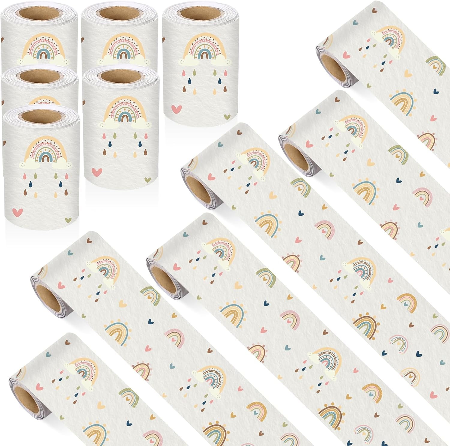 160ft Rainbow Border for Bulletin Board, Boho Classroom Decoration, 6 ...