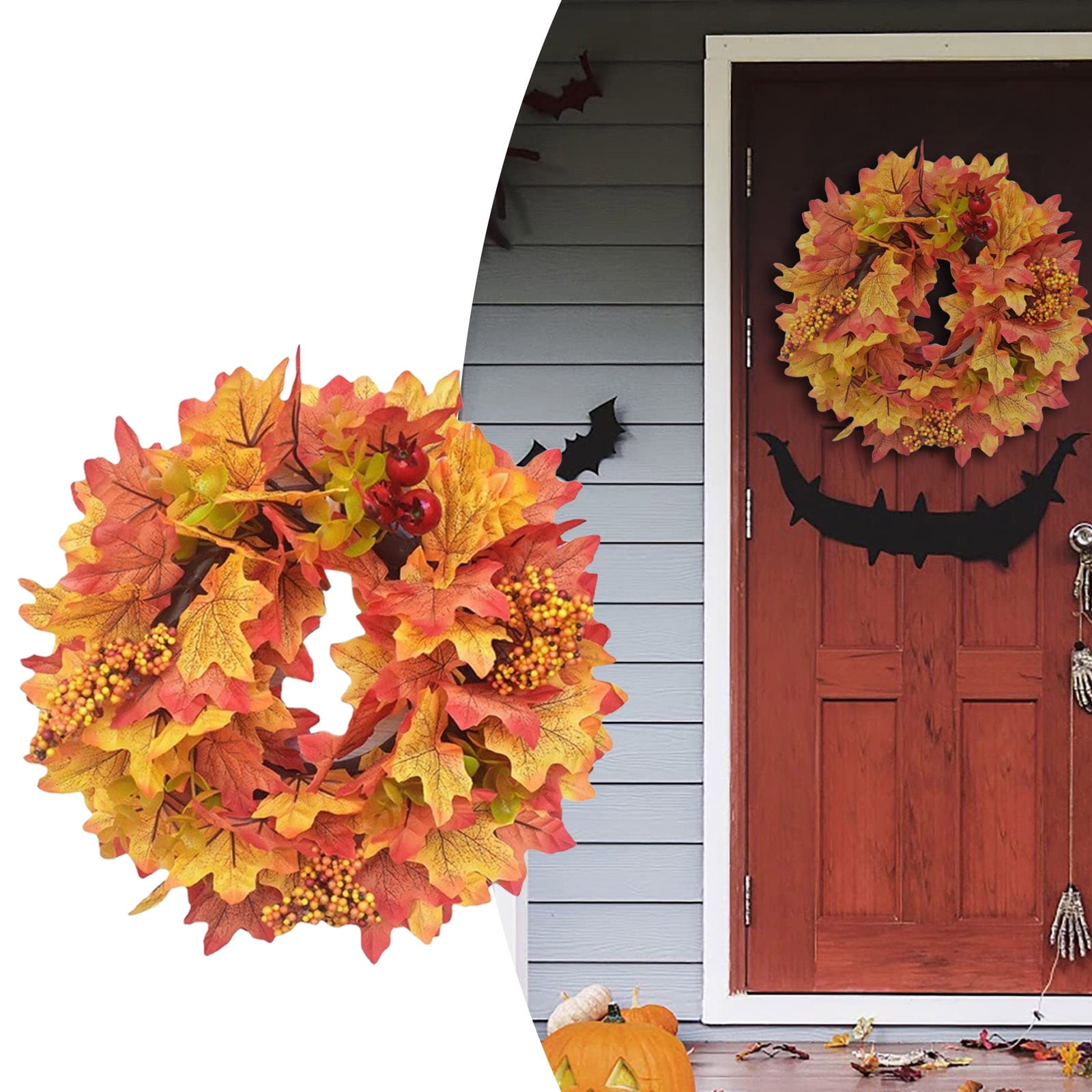 160g Autumn Thanksgiving Halloween Harvest Festival Maple Leaf Wreath ...