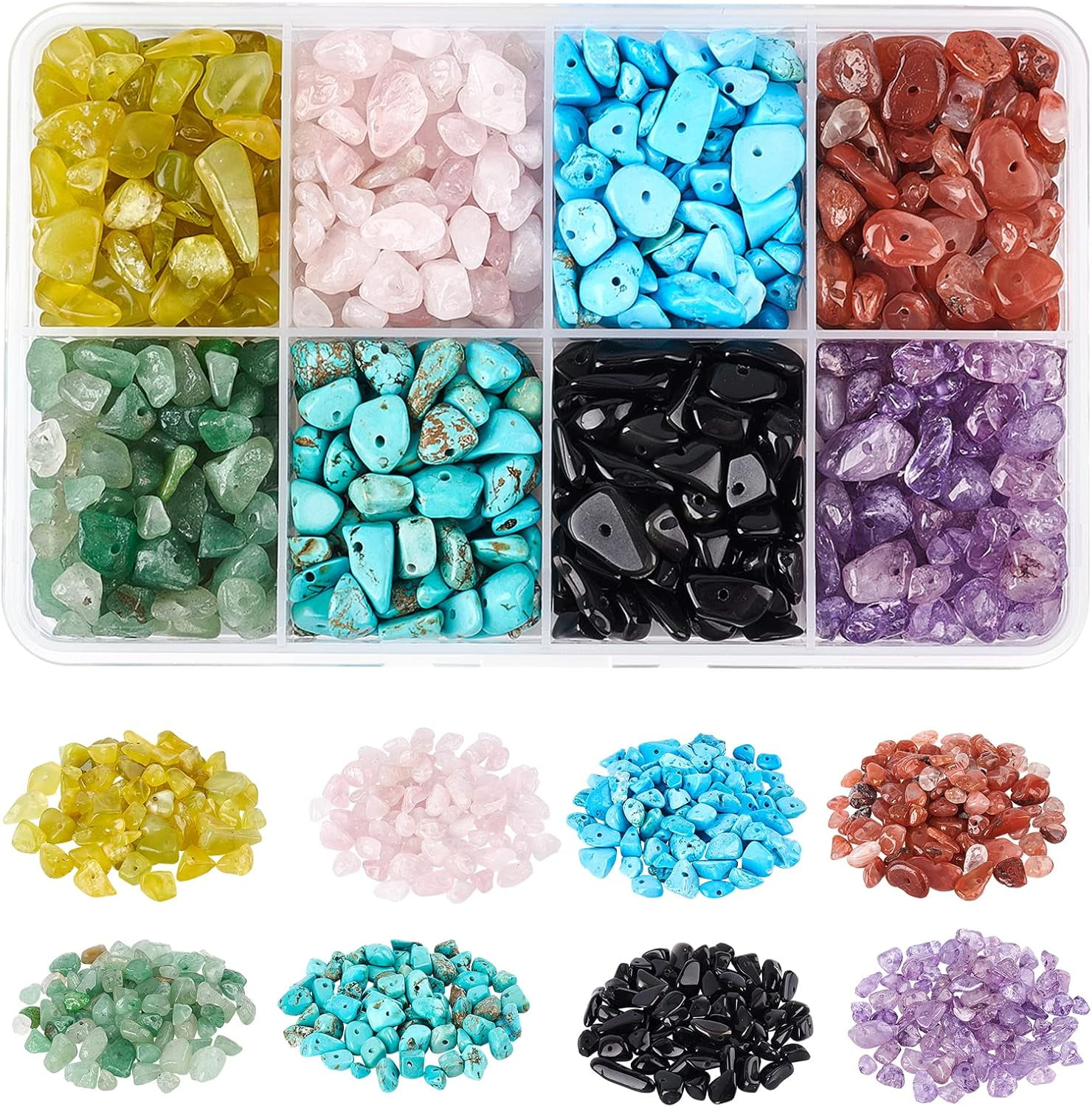 160g Chip Gemstone Beads 8 Colors Natural and Gemstone Beads Center ...