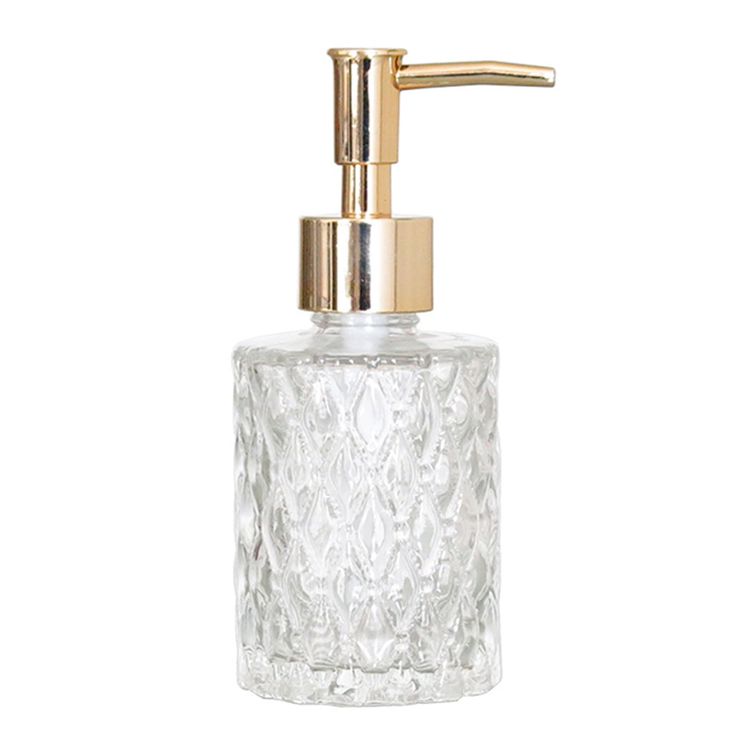 160ml Glass Hand Soap Dispenser with Press Pump Clear Diamond Design ...