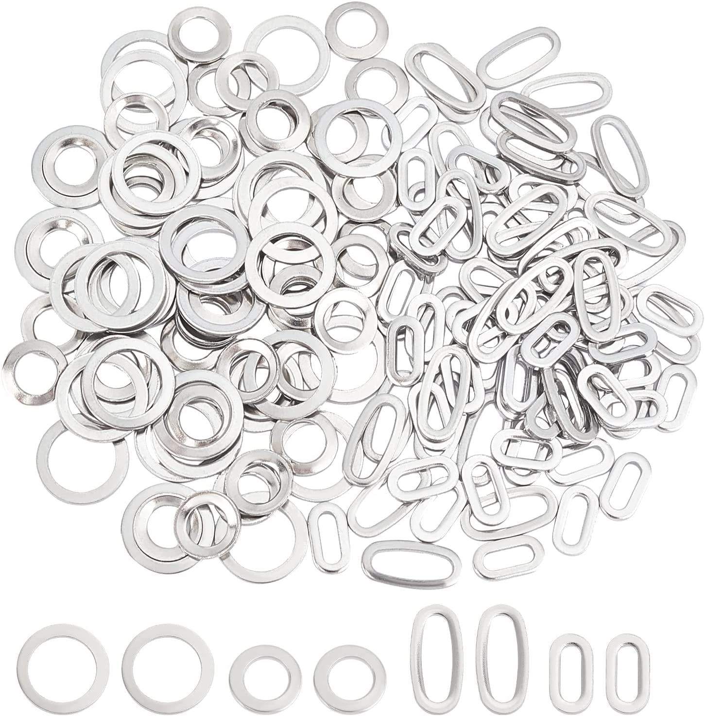 160pcs 2 Sizes Ring/Oval Linking Ring Stainless Steel Linking Circle ...