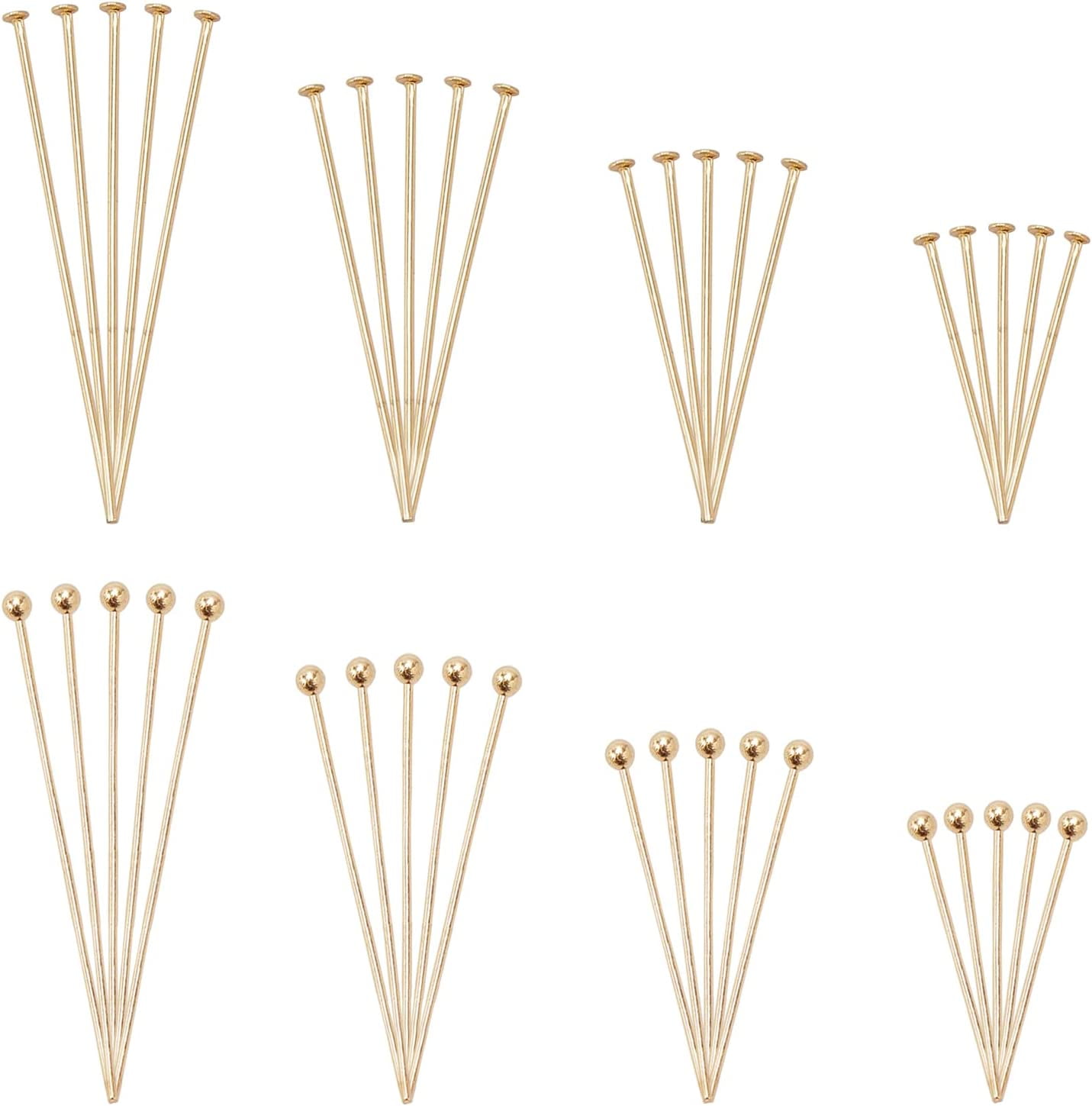 160pcs 304 Stainless Steel Jewelry Pin 8 styles 18K Gold Plated Ball ...