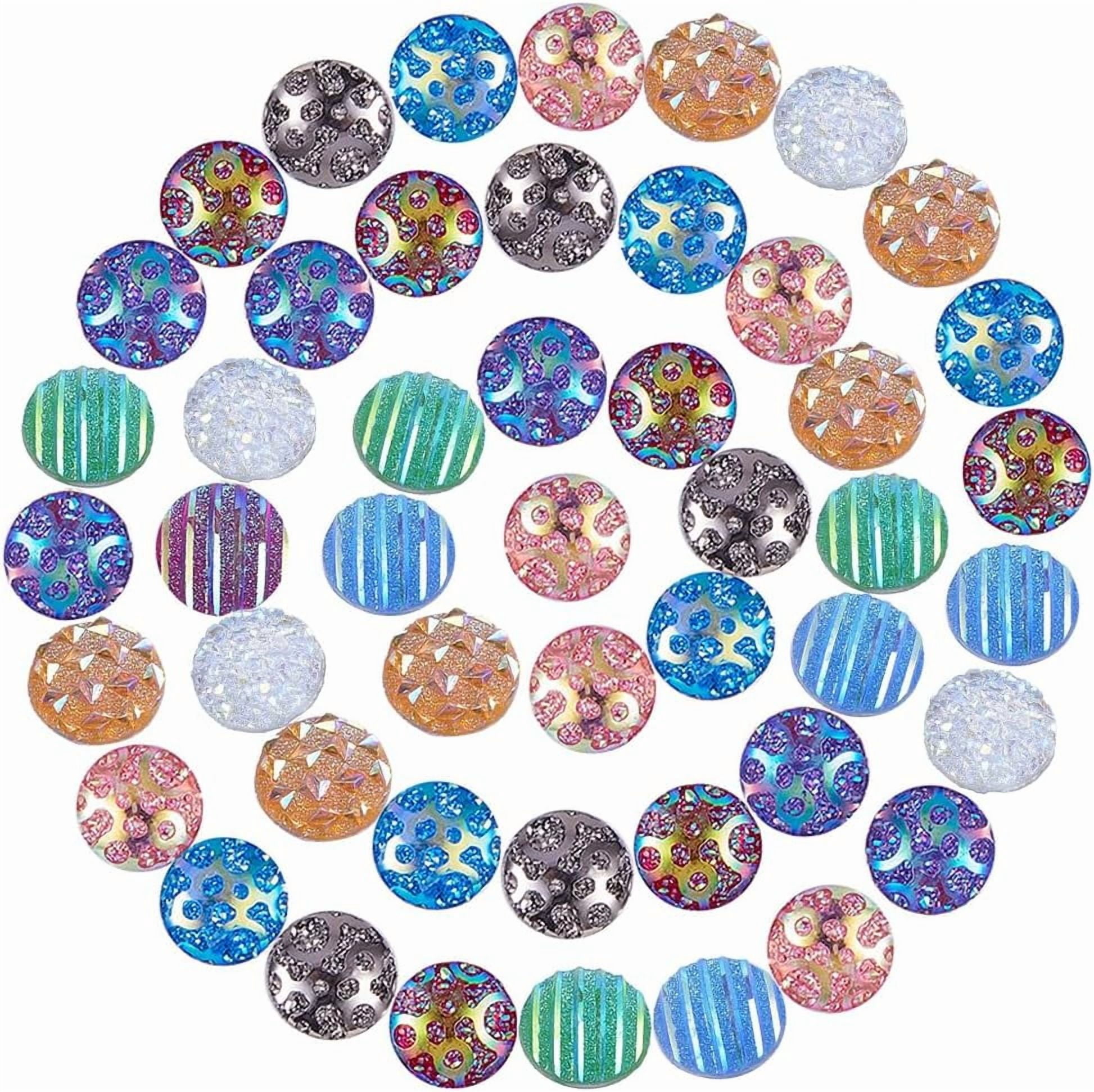 160pcs 8 Color(20pcs/Color) 12mm Flat Back Resin Cabochons Druzy Dome ...