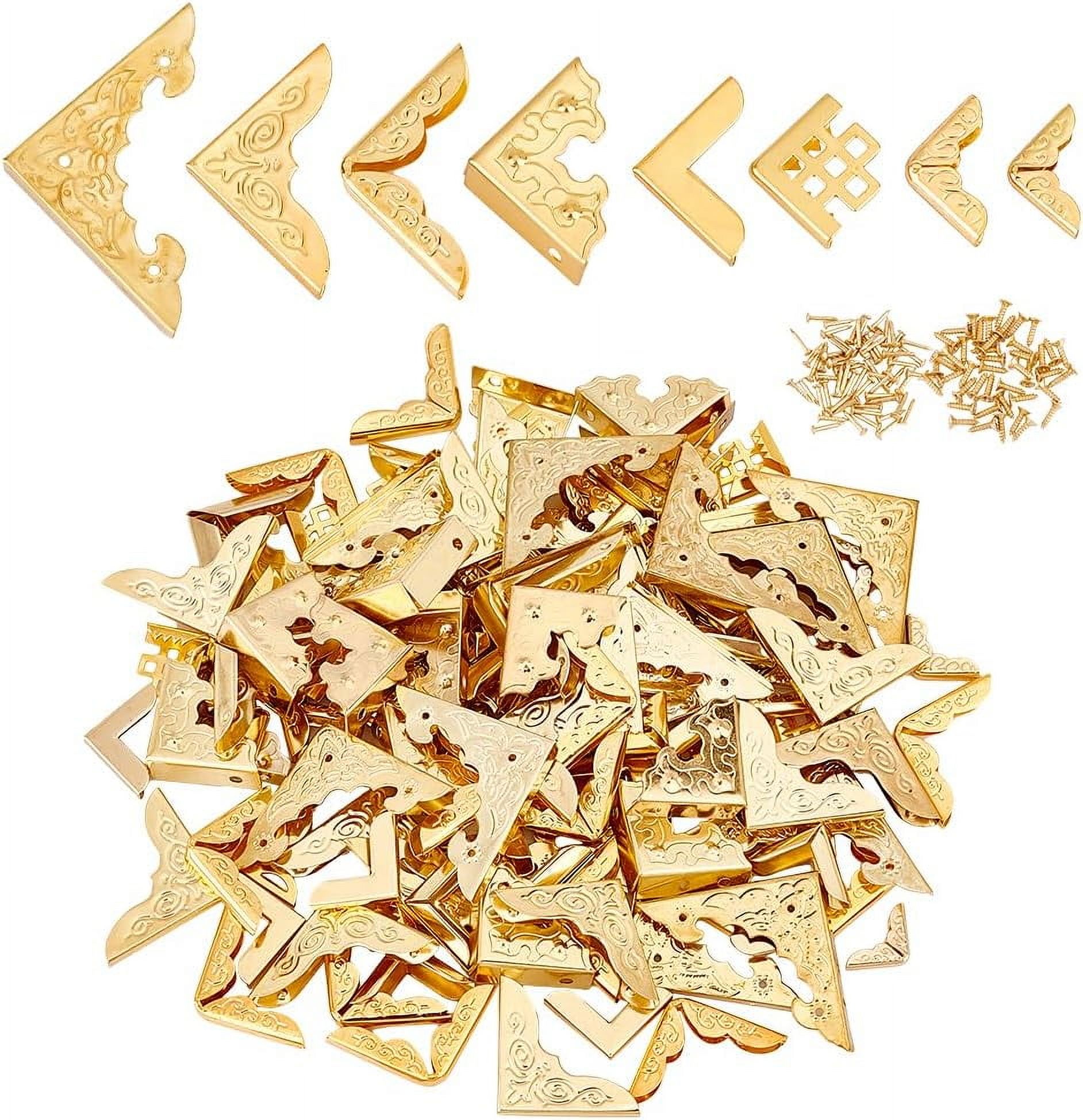 160pcs 8 Styles Metal Book Corner Protector Golden Book Cover Corner ...