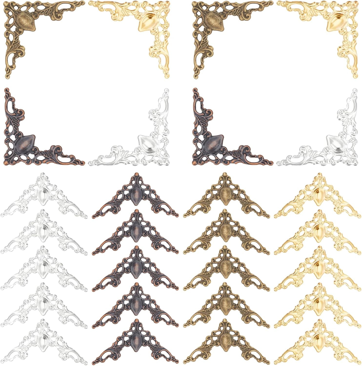 160pcs Corner Protectors 4 Color Guard Edge Cover Decorative Metal Book ...