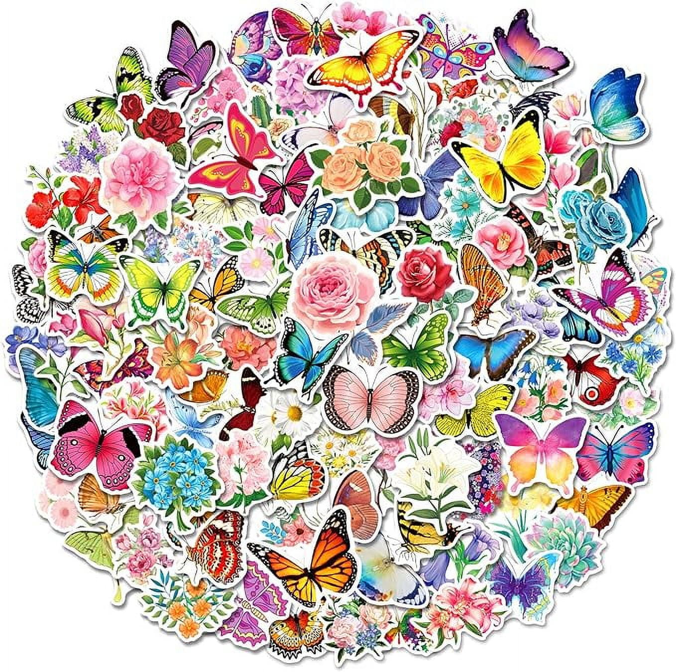 160pcs Flower Butterfly Stickers for Kids Teens Adults, Colorful Floral ...