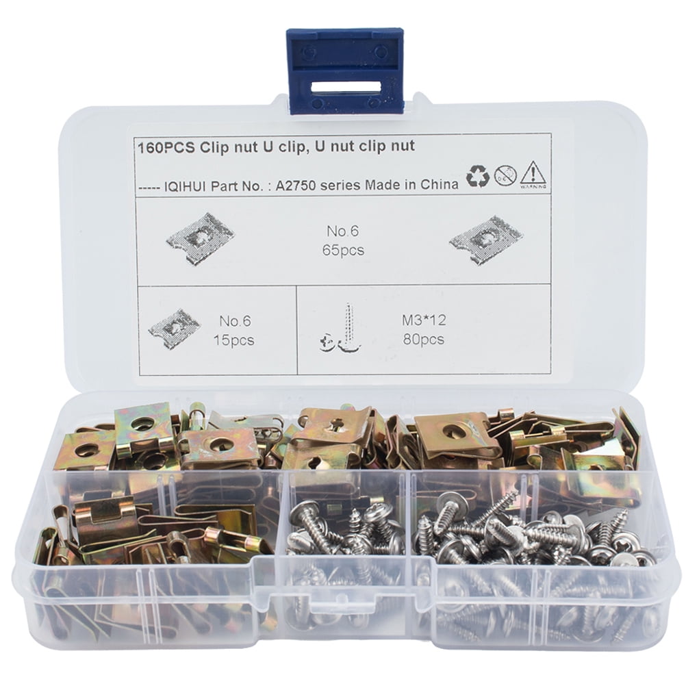 160pcs Motorcycle Fairing Bodywork Panel U Clips Self Tapping Screw ...