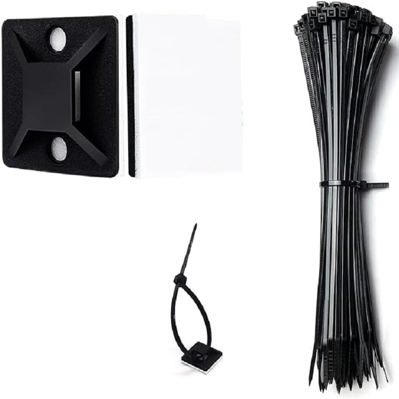 160pcs Zip Tie Mounts Self-Adhesive Backing Cable Organizer Management Clips Wall Anchors for ...