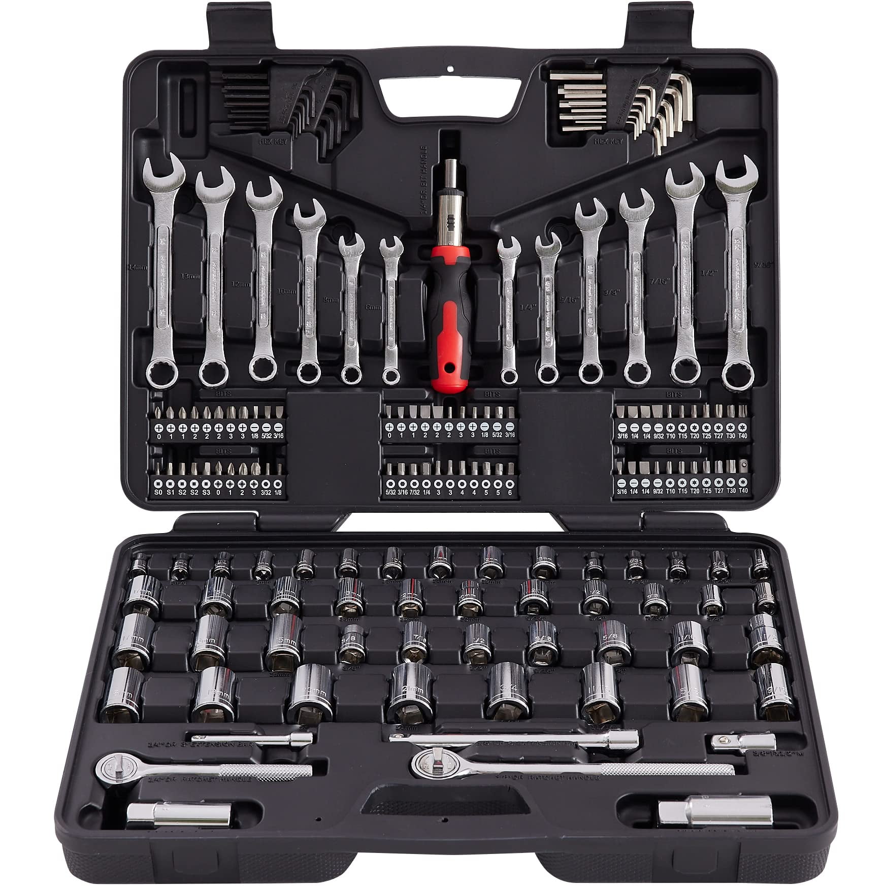 161 Piece MECHMAX Mechanic Tool Socket Set 1/2, 3/8 and 1/4 inch Drive ...