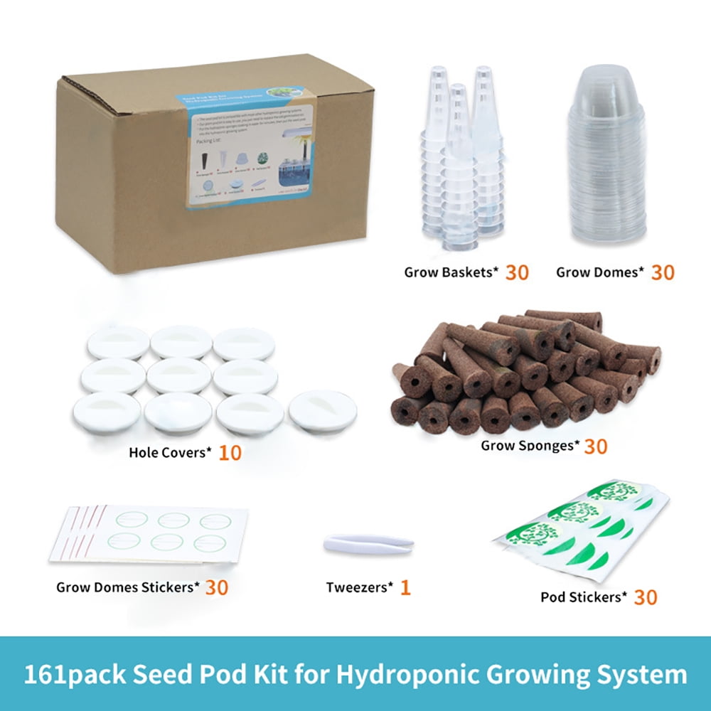 161Pcs Hydroponic Pods Kit: Grow Sponge、Grow Basket 、Grow Dome 、Pod ...