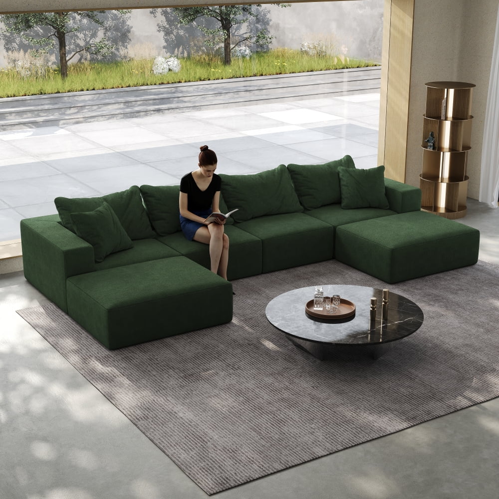 162” Oversized Modular Sectional Sofa, Modern Upholstered Sectional ...