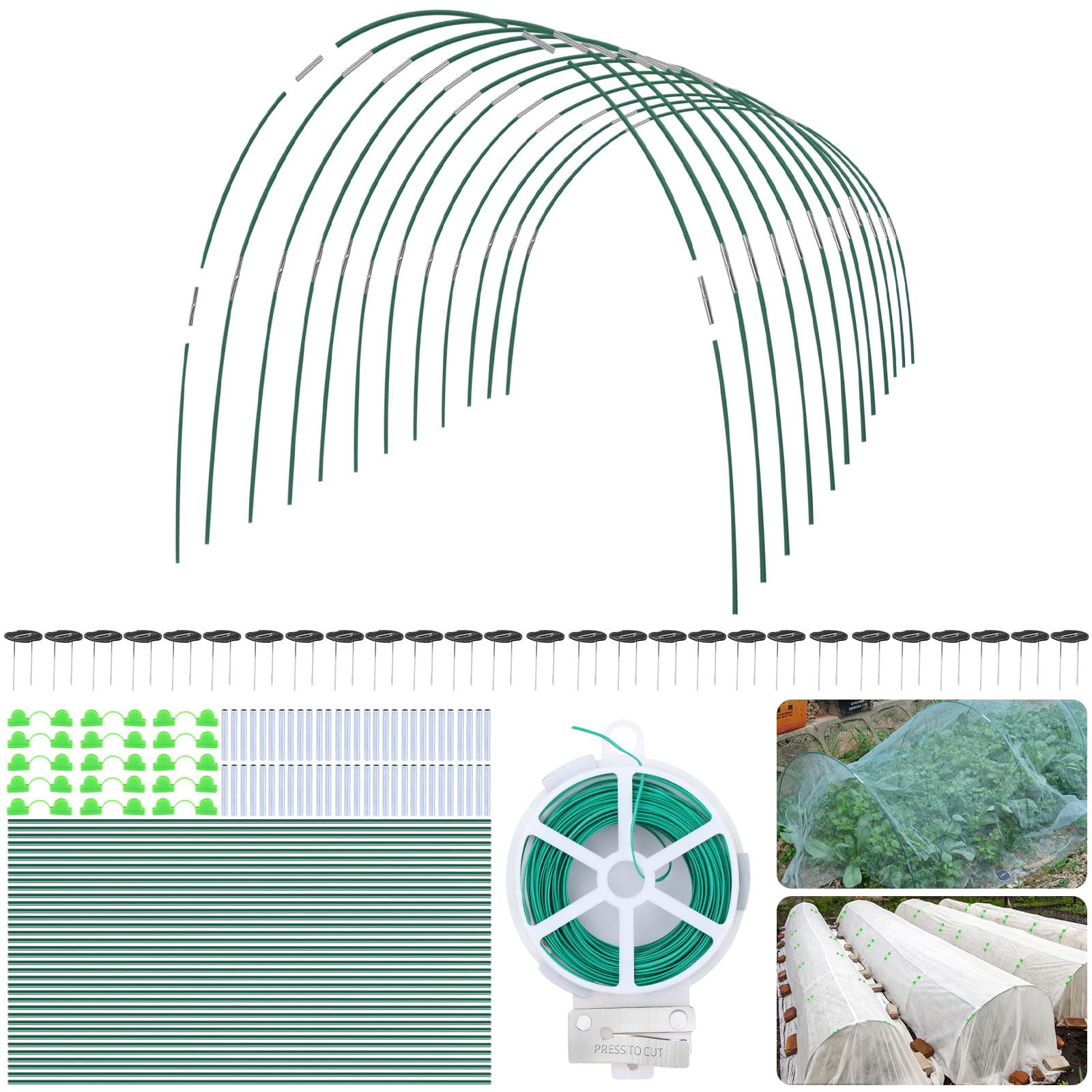 162 PCS Greenhouse Hoops for DIY Grow Tunnel, Fiberglass Garden Hoops ...