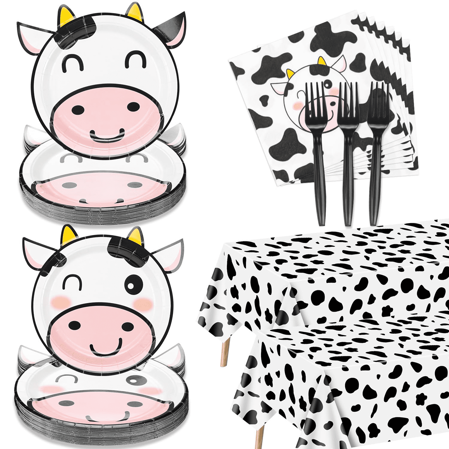 162 Pcs Cow Print Party Supplies, 80 Pcs Cow Shape Party Plates, 40 Cow ...