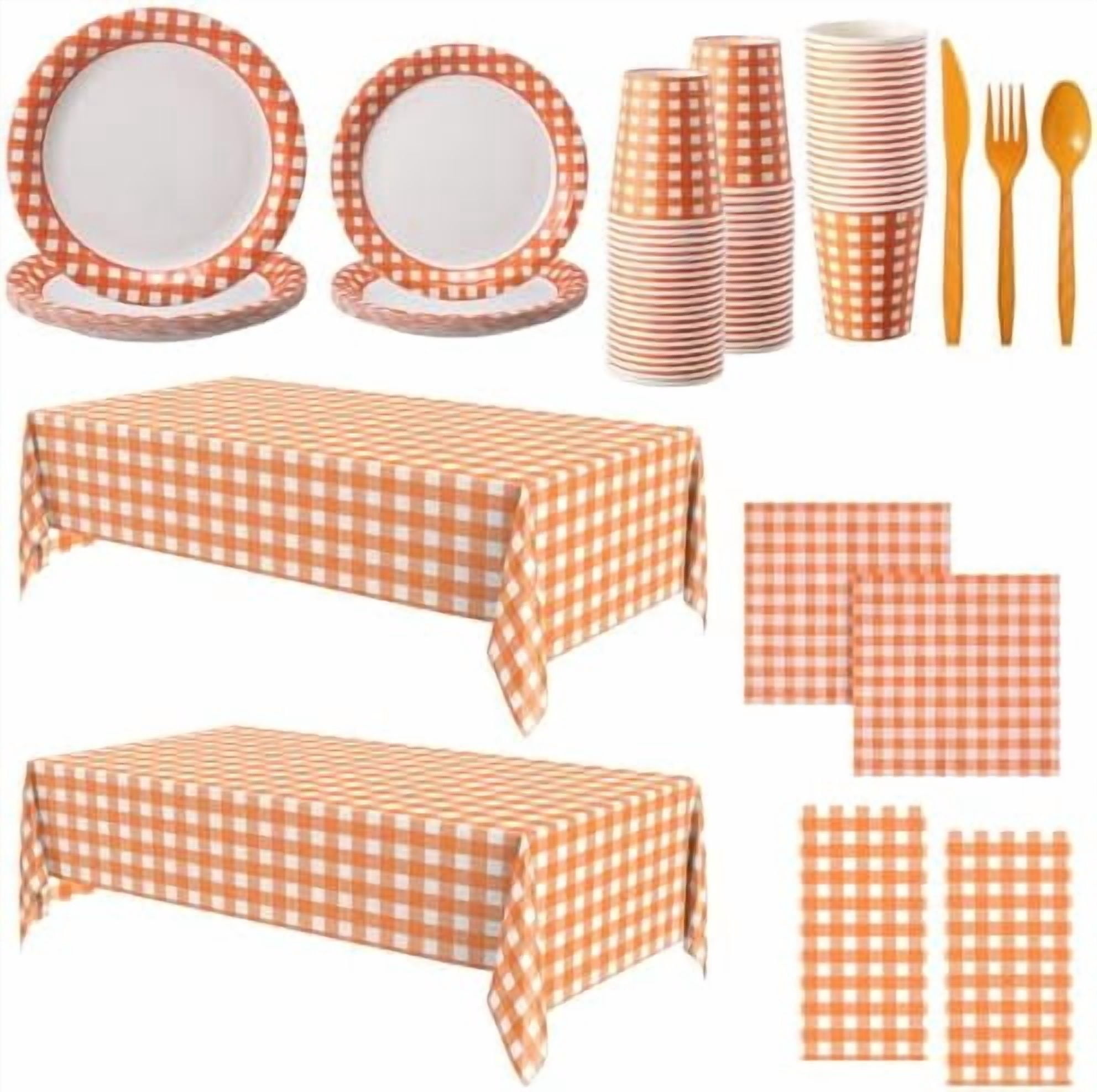 162 Pcs Gingham Party Supplies for 20 Guest 2 Checkered Plaid ...