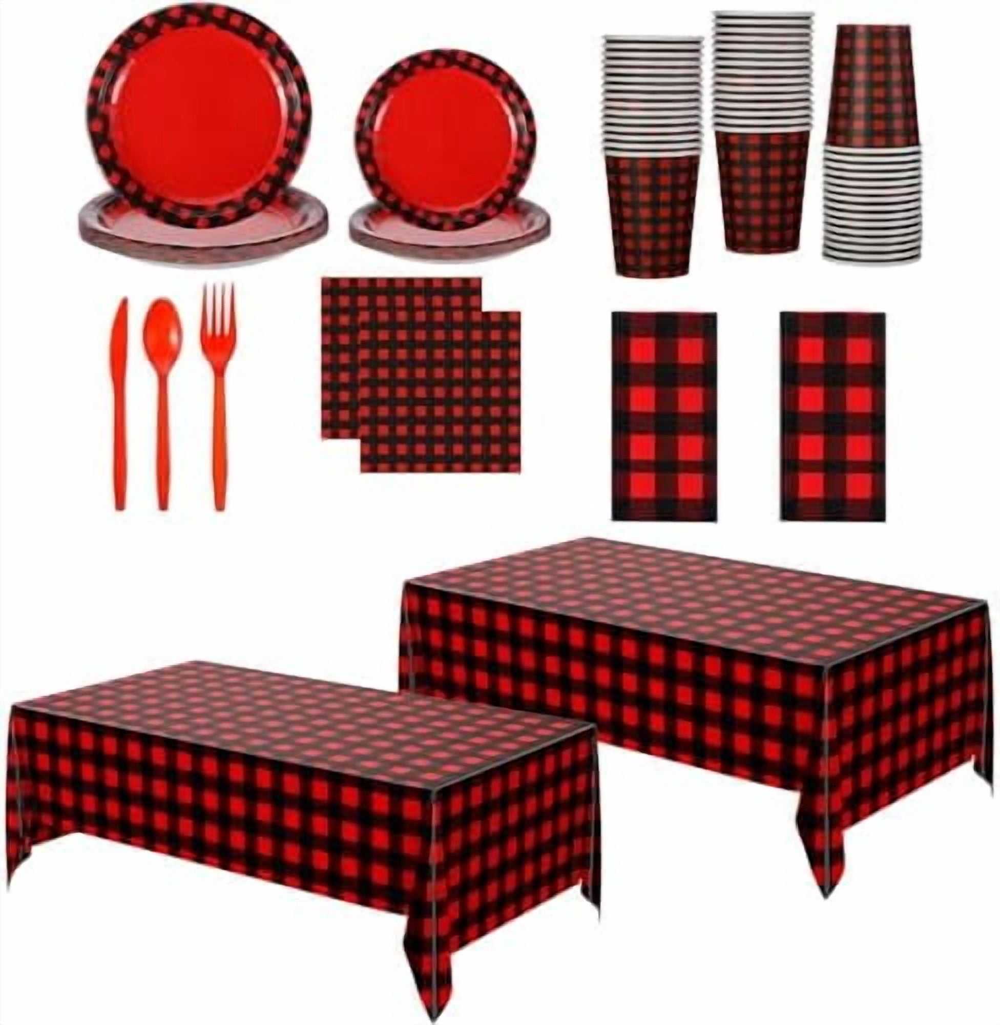 162 Pcs Gingham Party Supplies for 20 Guest 2 Checkered Plaid ...